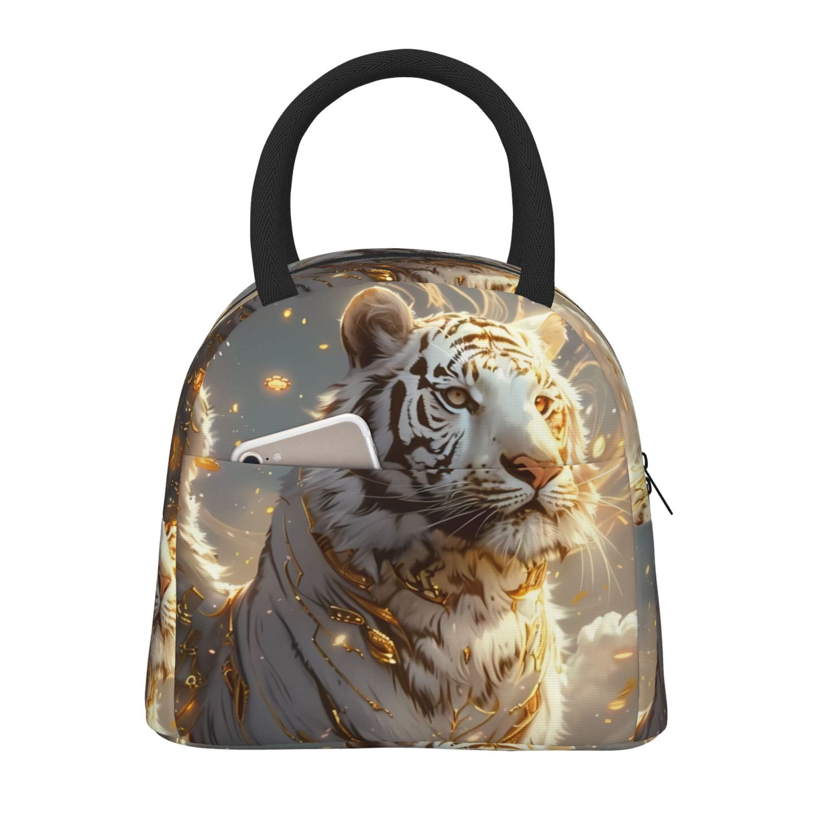 Defioc Golden White Tiger Print LunchBag for Women and Men - Leakproof ...