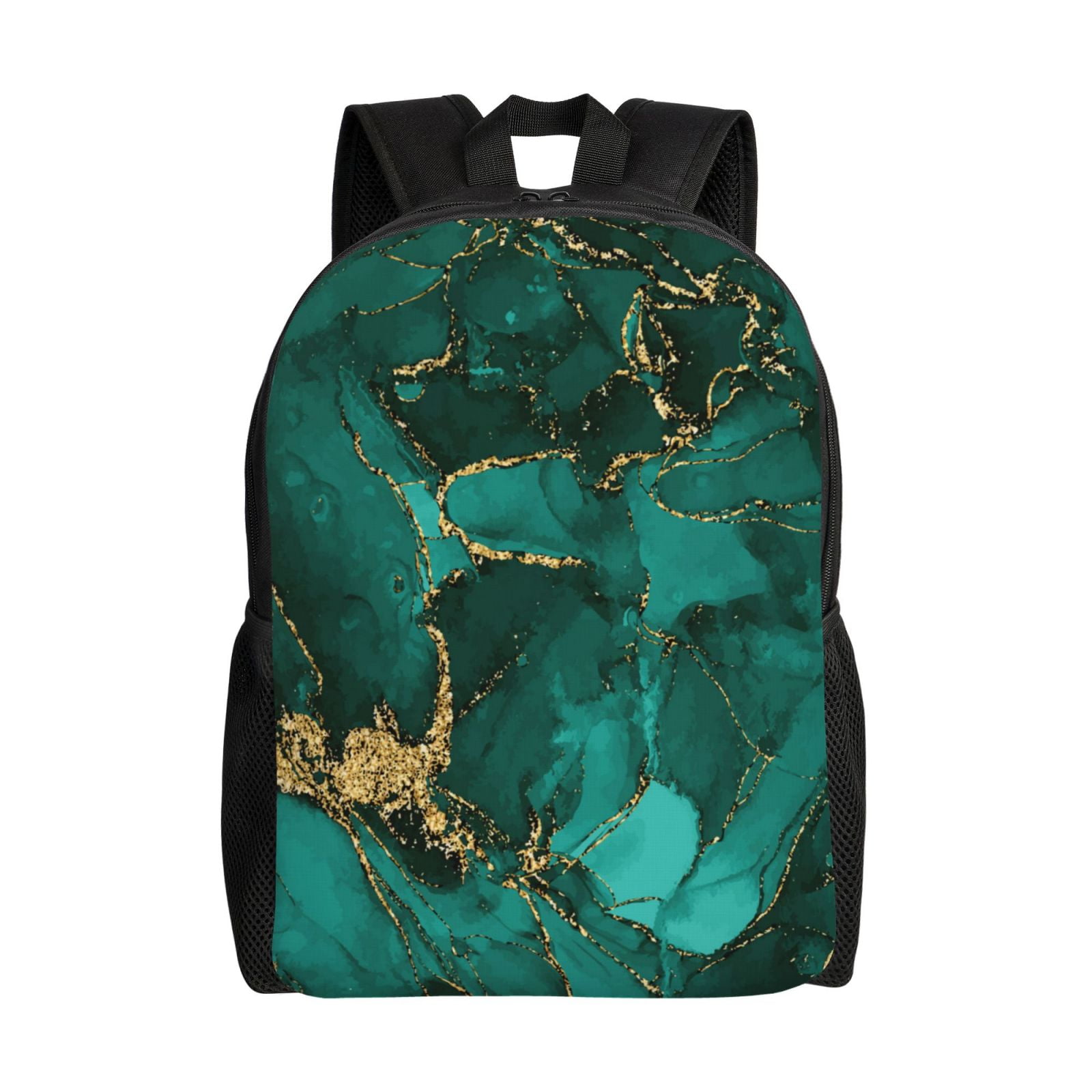 Defioc Green Gold Glitter Print Backpack -Travel,or Work Bookbag ...