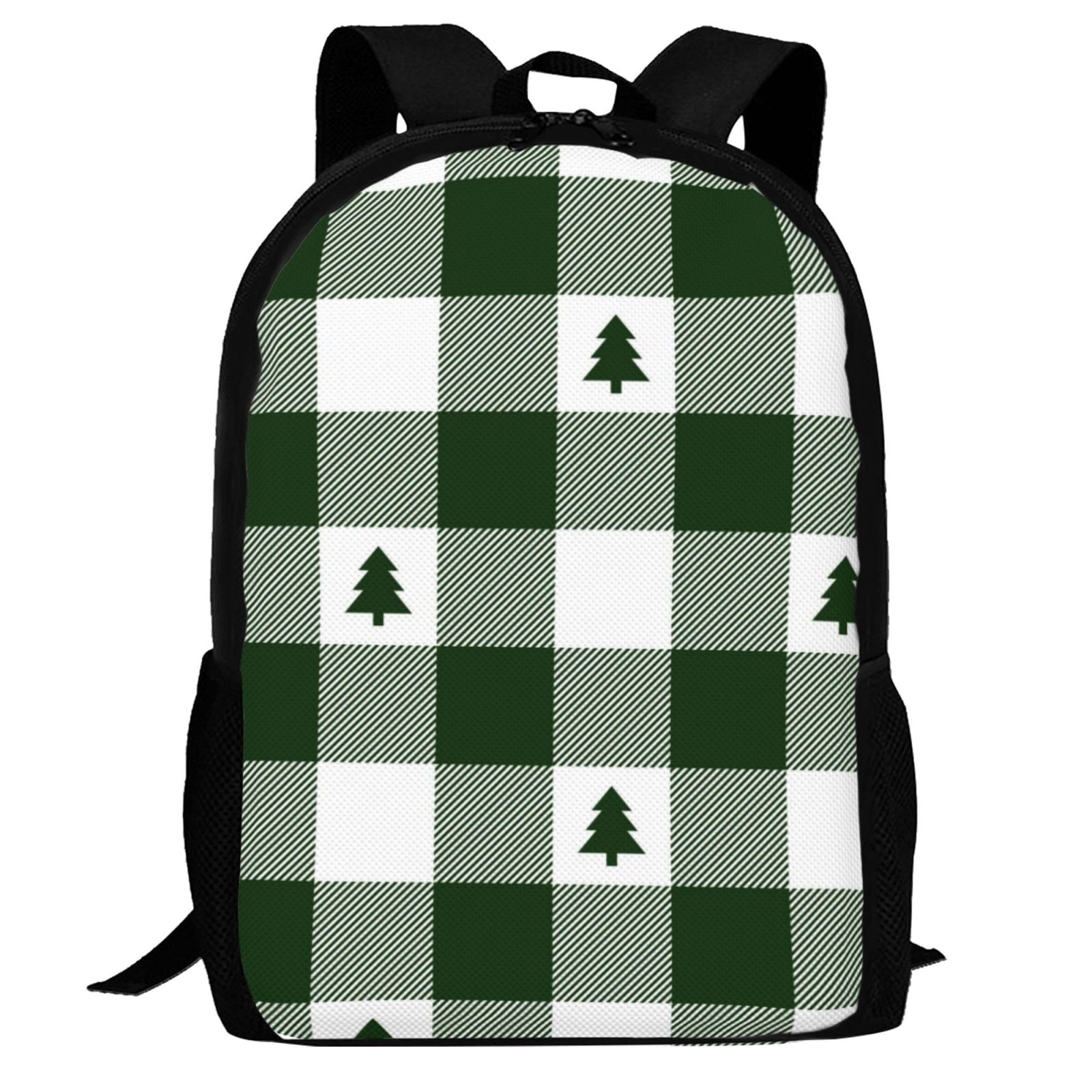 Defioc Green White Lumberjack Plaid Pattern Carry on Backpack,16.5x12 ...