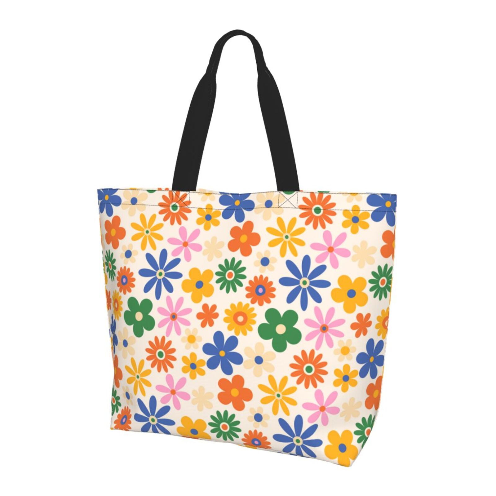 Defioc Groovy Daisy Flowersfor Women's Tote Bag - Shopping Bag Casual ...