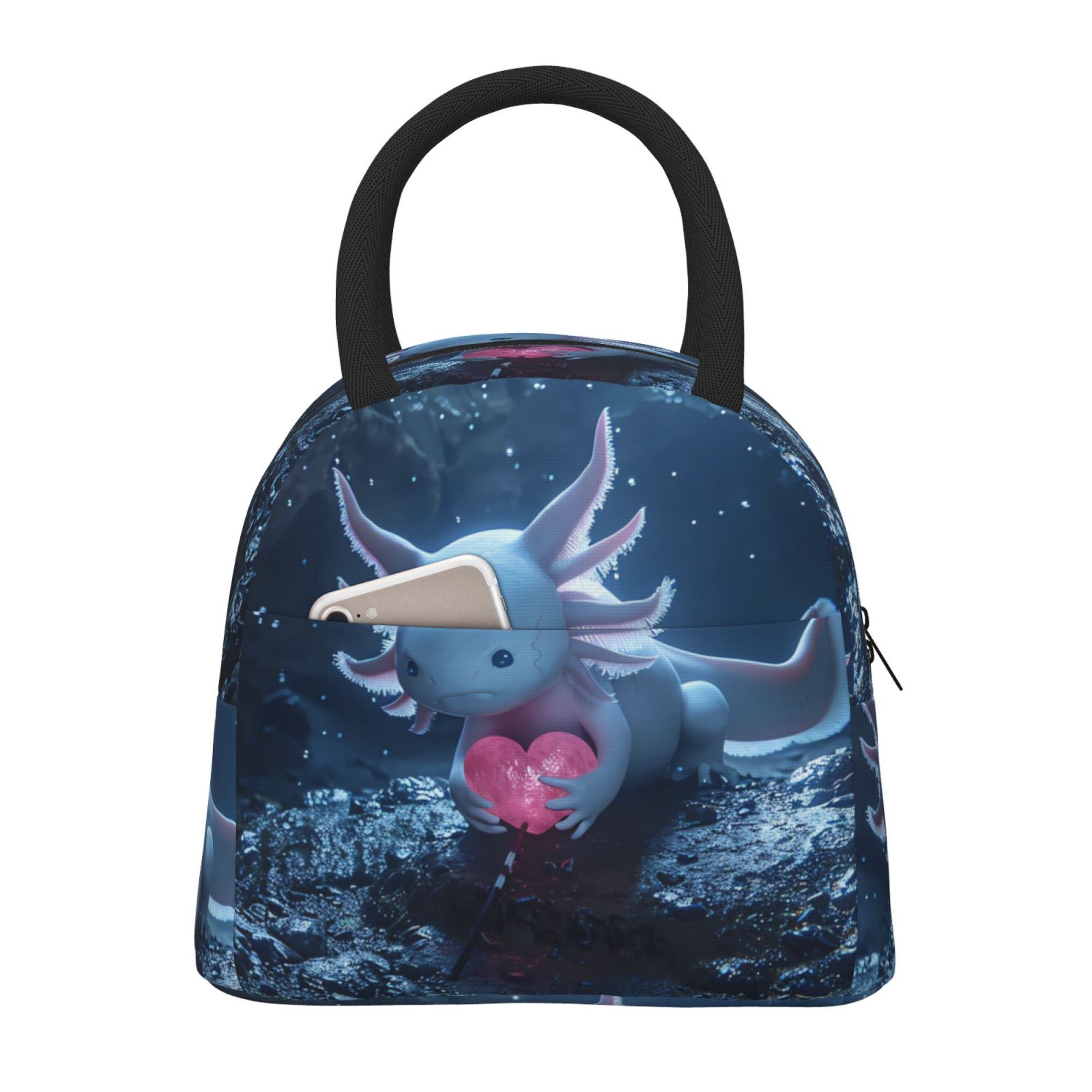 Defioc Heart Axolotl Print LunchBag for Women and Men - Leakproof ...