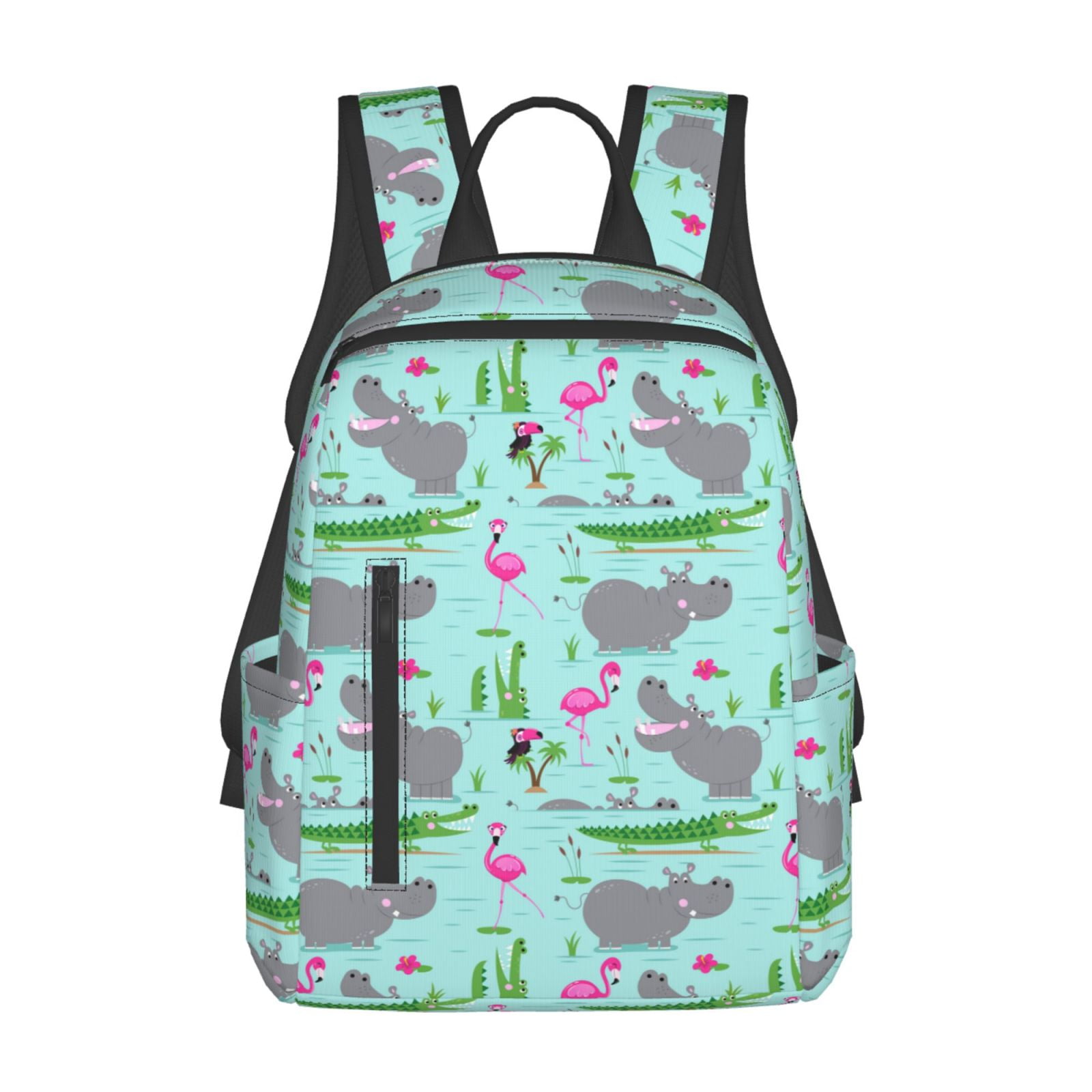 Defioc Hippo With Flamingos And Crocodiles Pattern Travel Laptop ...