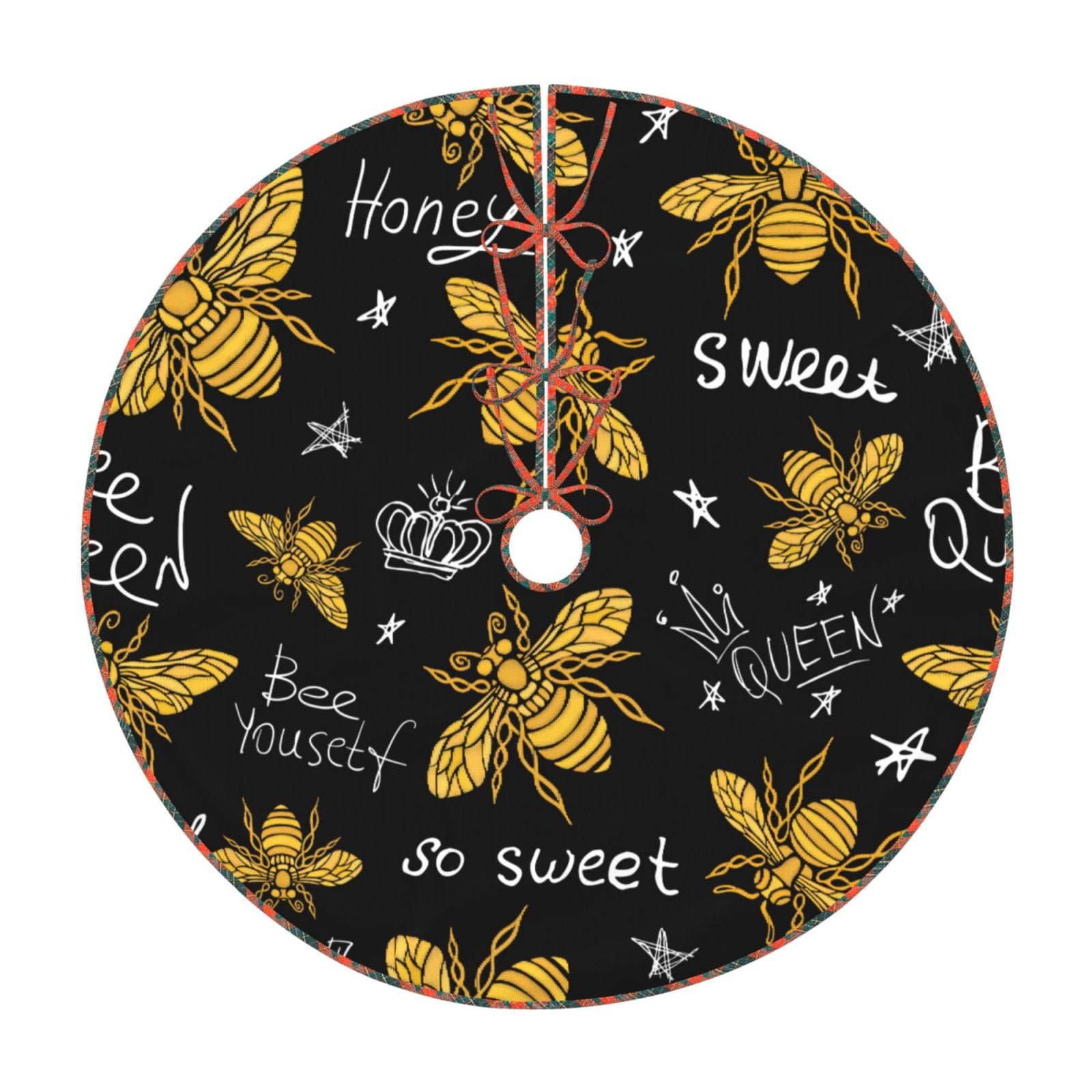Defioc Hohey Bee Golden Embroidery for Christmas Tree Skirt Snowman ...