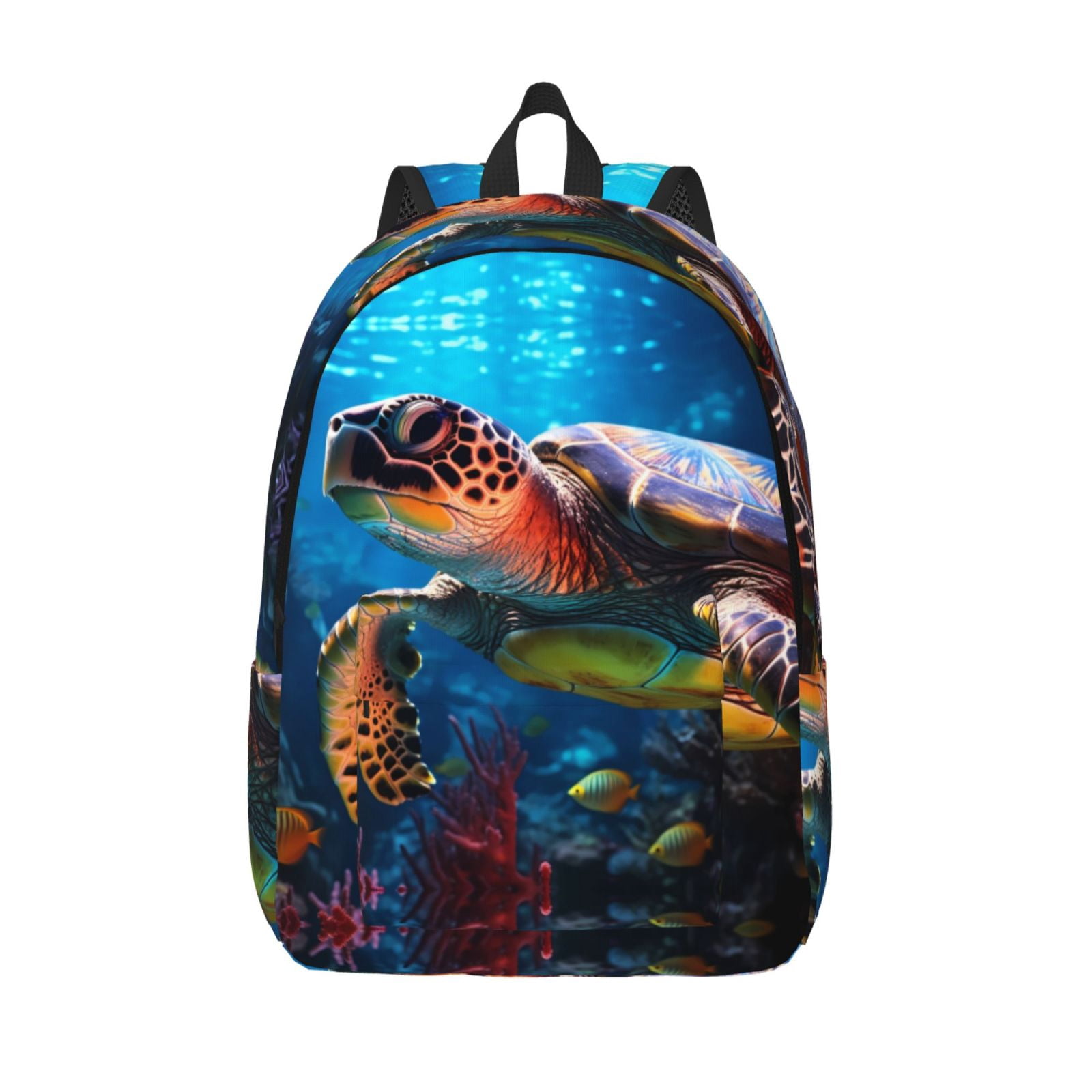 Defioc Ice Blue Ocean Sea Turtle for Canvas Backpack,Travel Rucksack ...