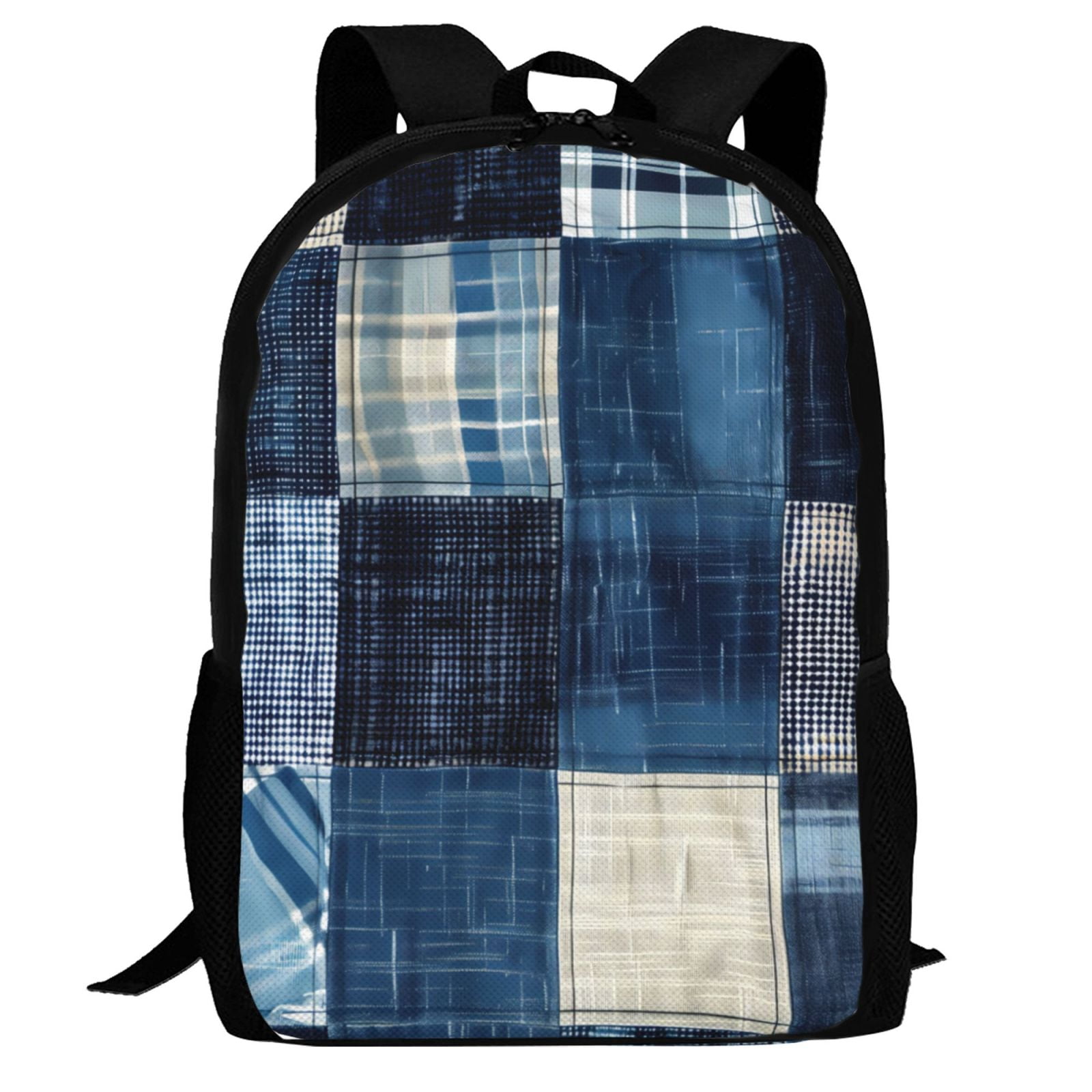 Defioc Indigo Patchwork Quilt Pattern Carry on Backpack,16.5x12.5x5.5 ...