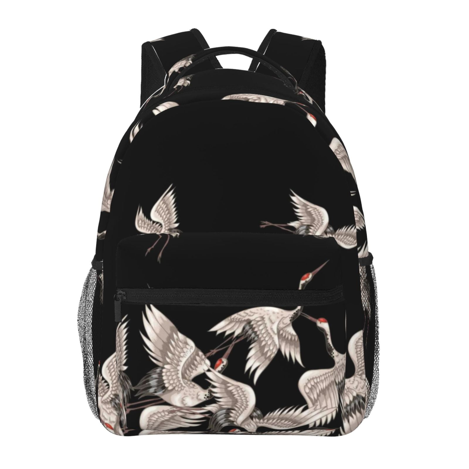 Defioc Japanese White Crane Pattern Laptop Backpack,Travel Backpack ...