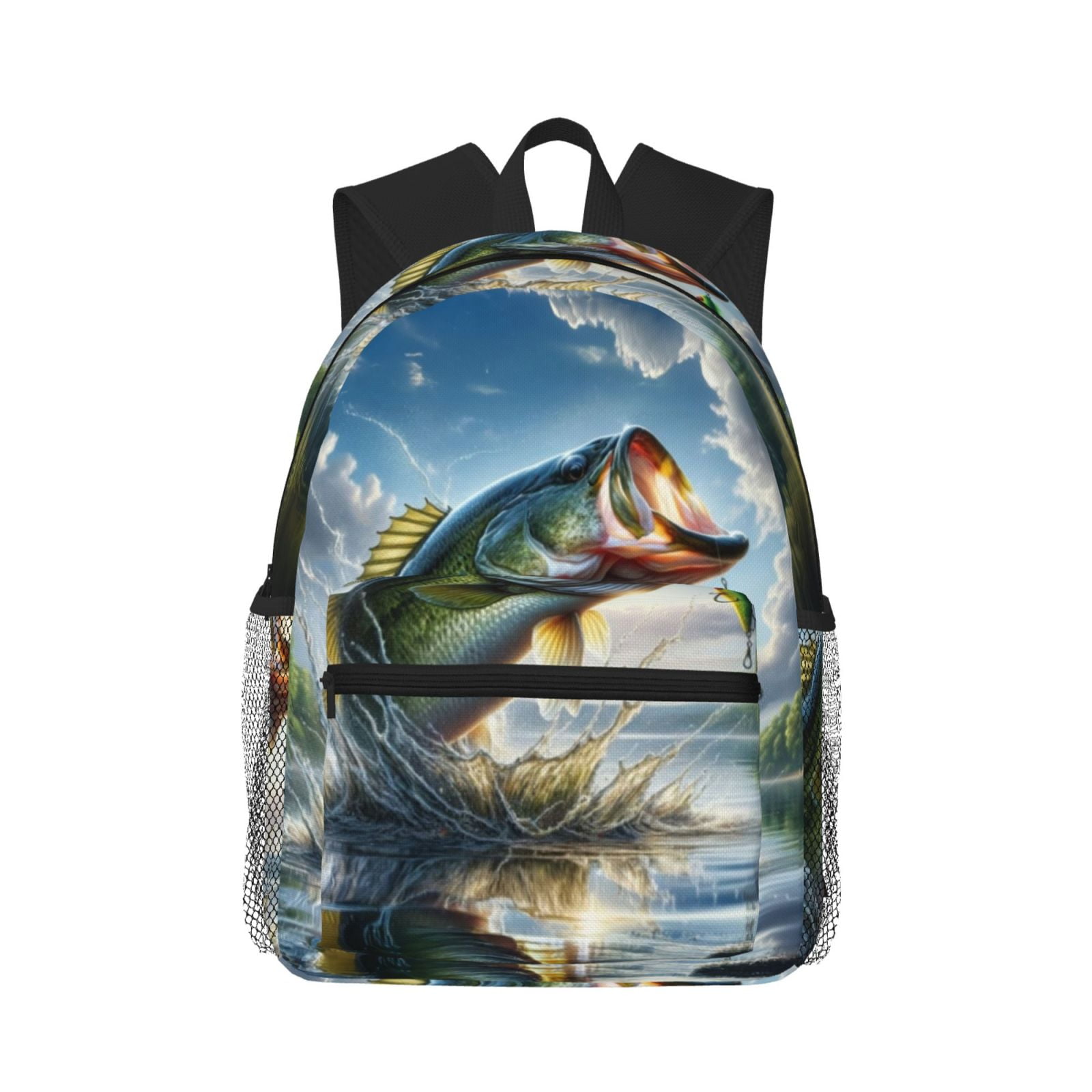 Defioc Largemouth Bass Jumping Out of The Water Pattern Laptop Backpack ...