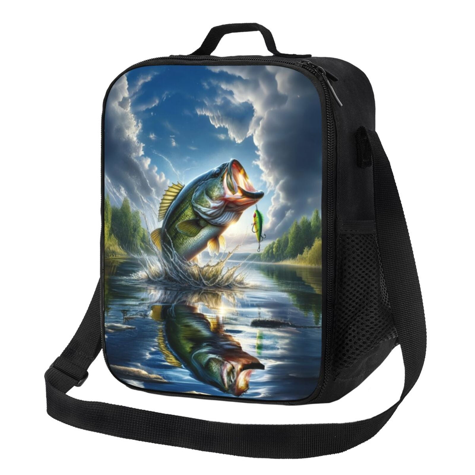 Defioc Largemouth Bass Jumping Out of The Water Print Lunch Box for Men ...