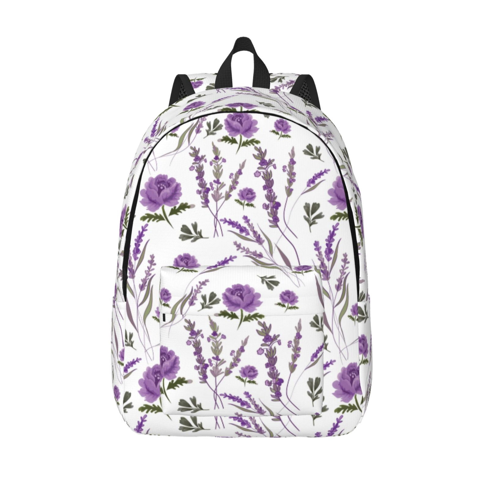 Defioc Lavender Flowers for Canvas Backpack,Travel Rucksack Unisex ...