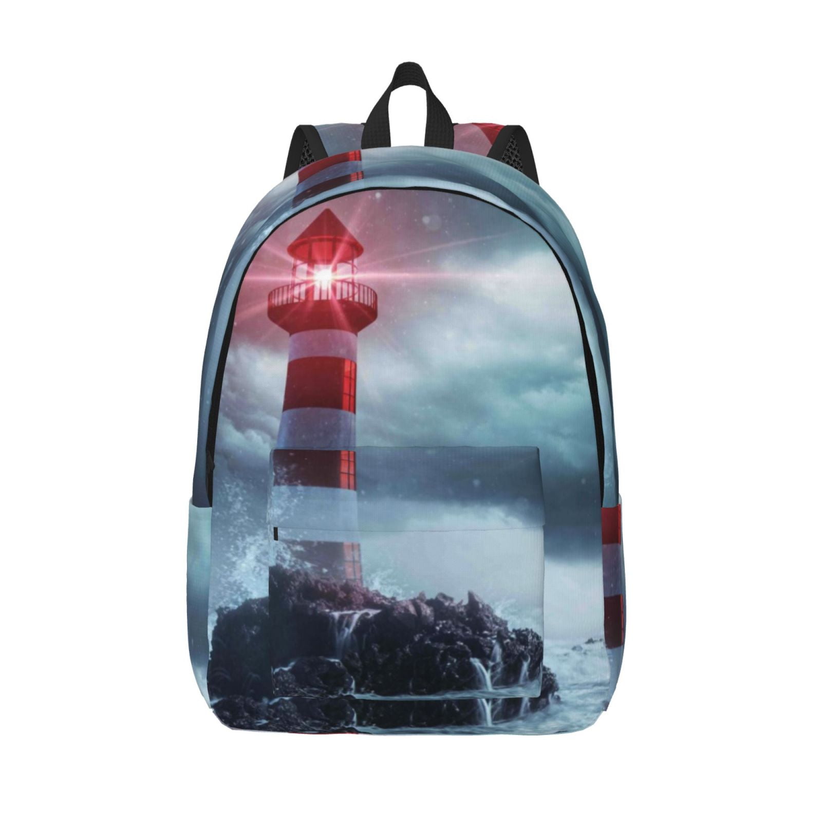 Defioc Lighthouse in a Stormy Sea for Canvas Backpack,Travel Rucksack ...