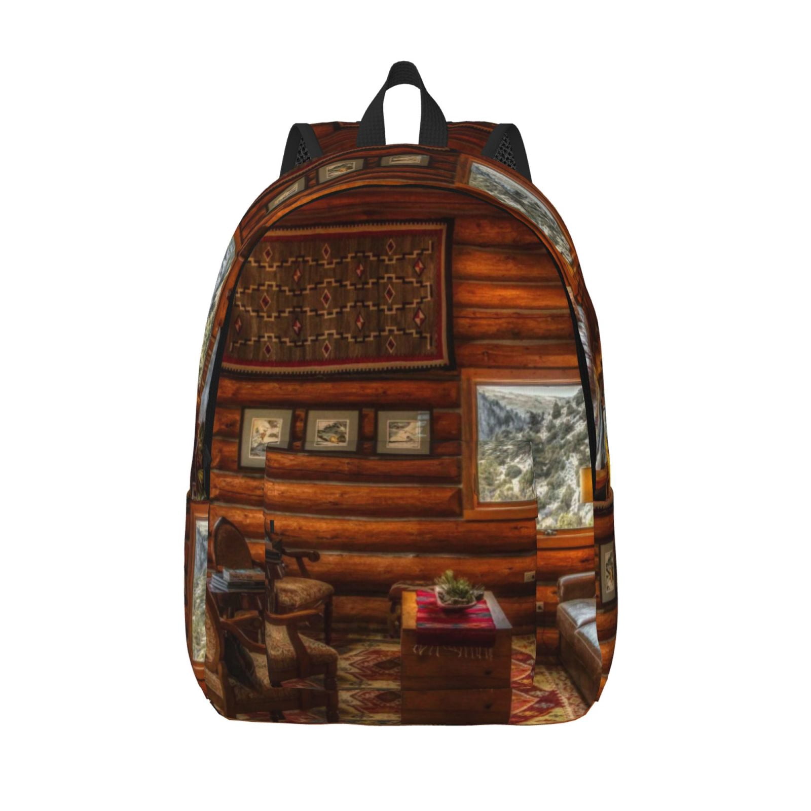 Defioc Log Cabin Inside for Canvas Backpack,Travel Rucksack Unisex ...