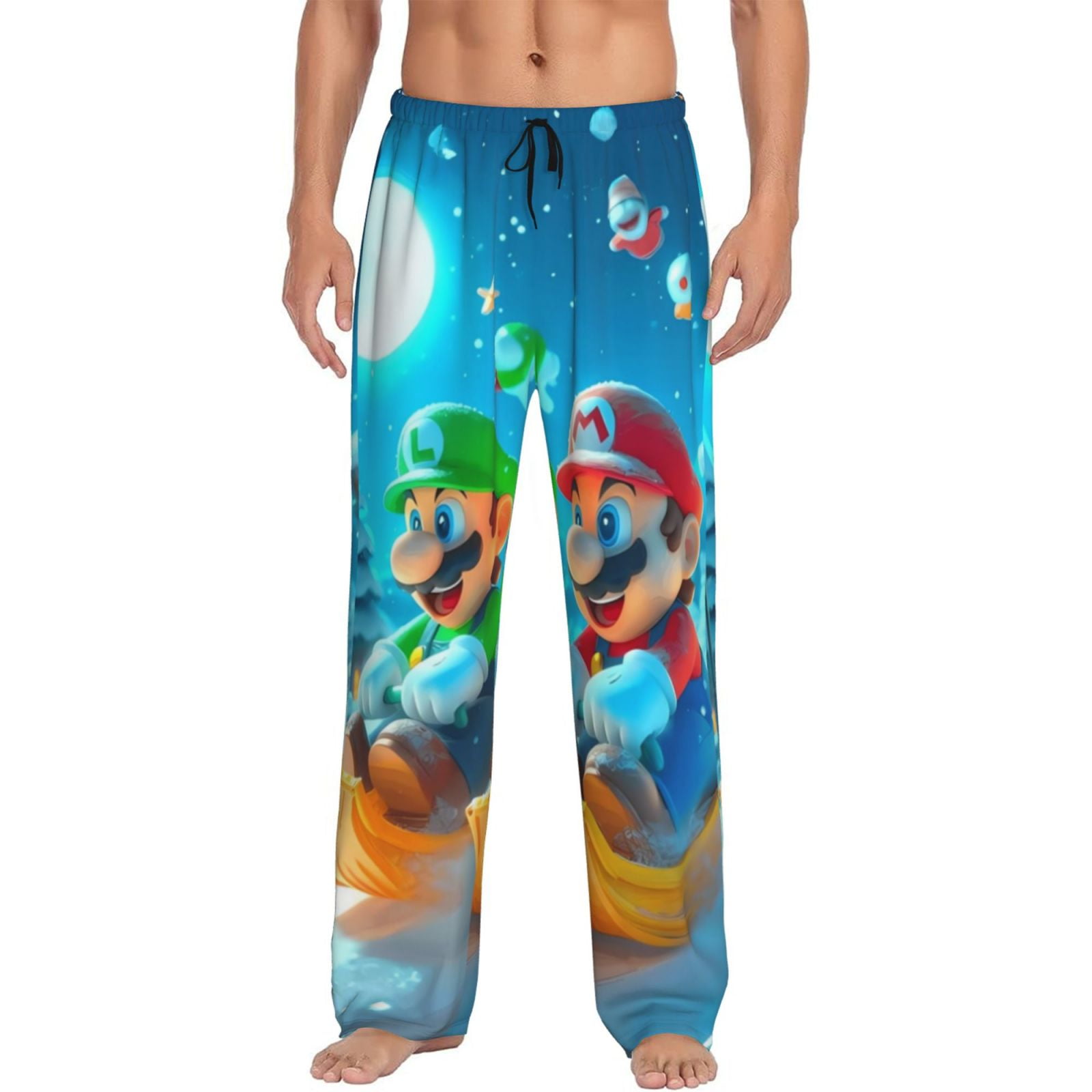 Defioc Mario Pattern Men's Pajama Pants,Soft Sleepwear Pants PJ Bottoms ...