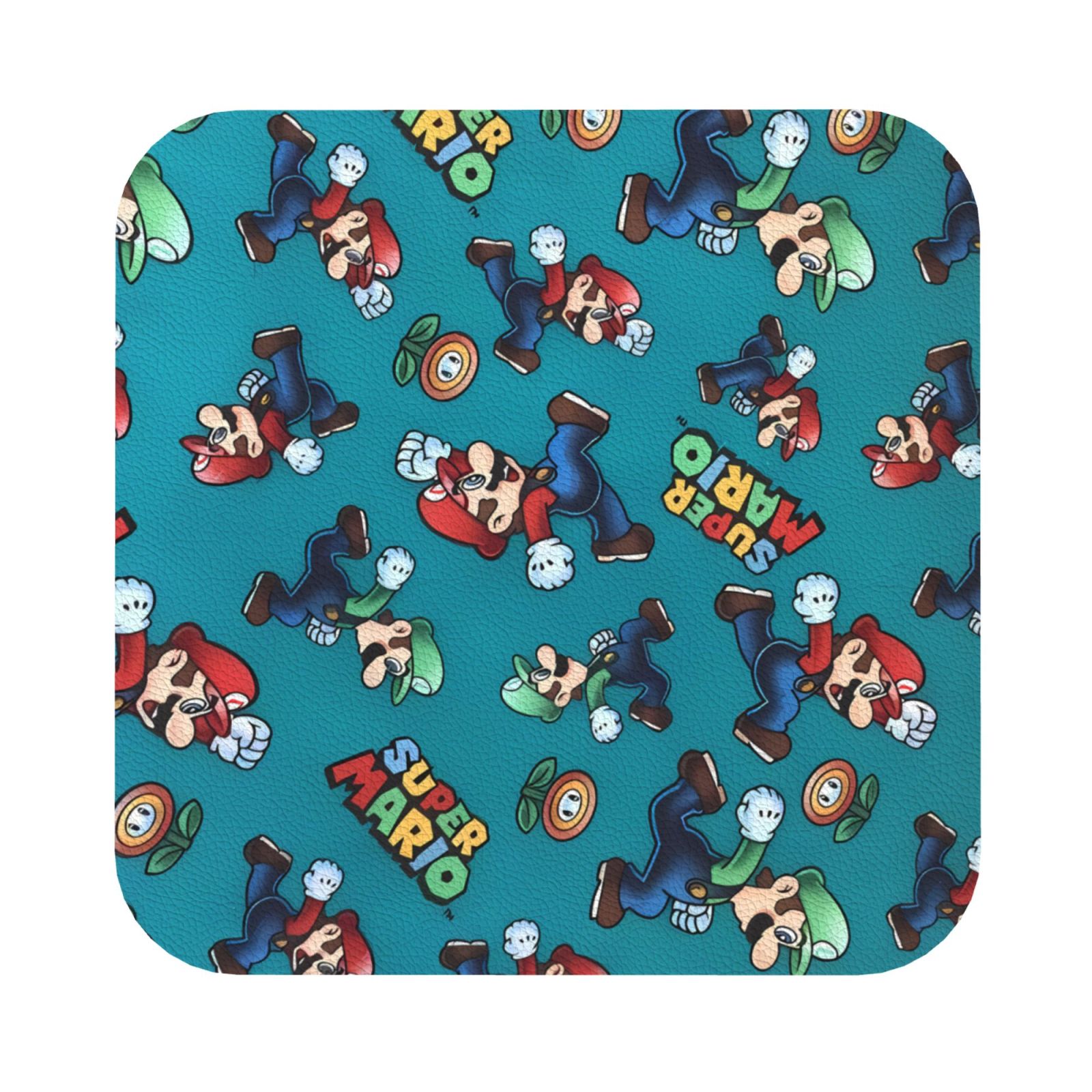 Defioc Mario Print Coasters for Drinks,Leather Coasters Set of 4 for ...