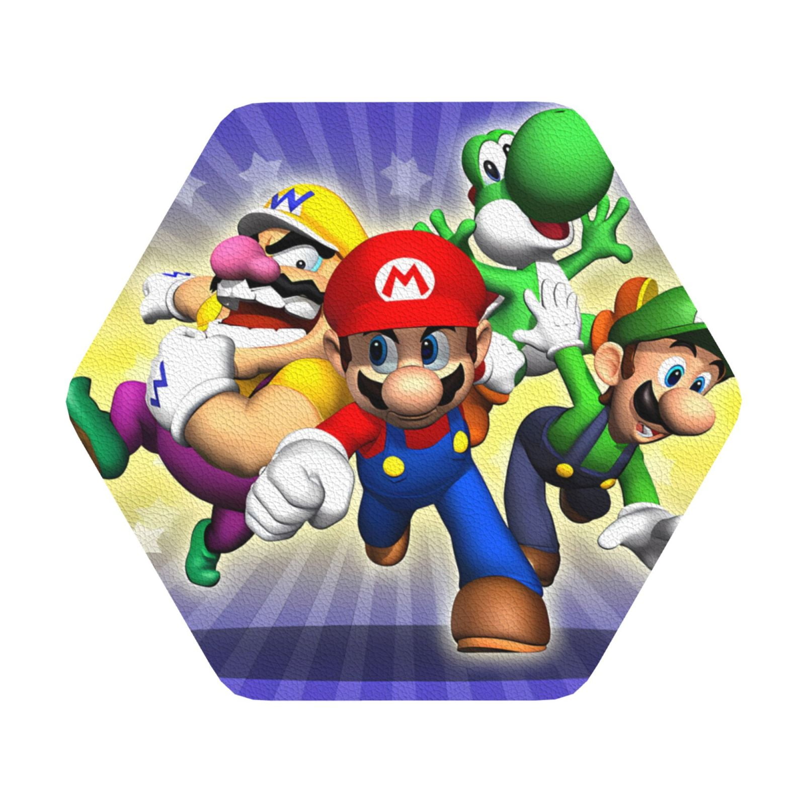 Defioc Mario Print Coasters for Drinks,Leather Coasters Set of 4 for ...