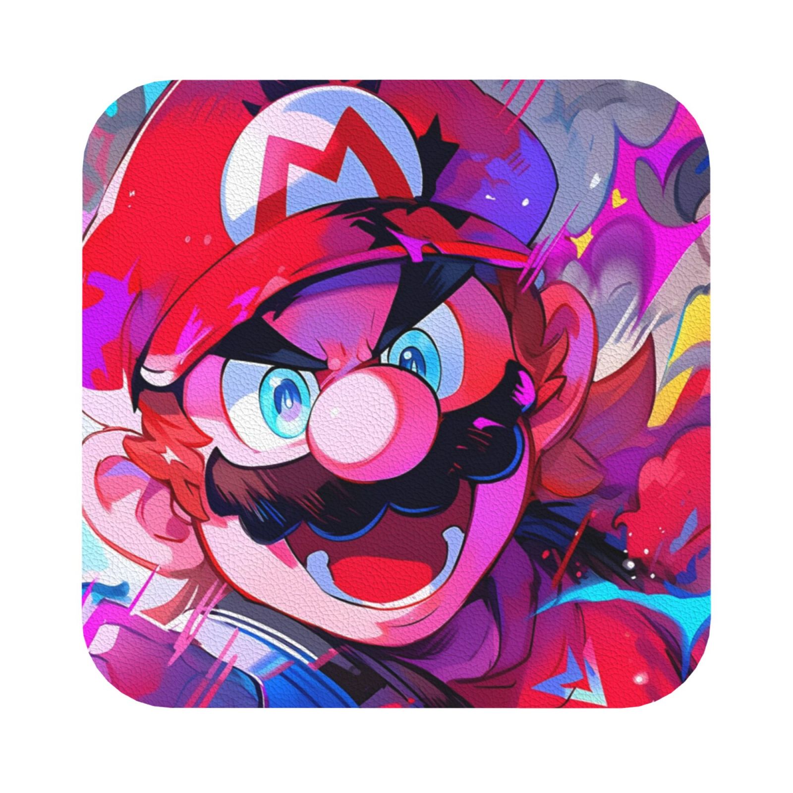 Defioc Mario Print Coasters for Drinks,Leather Coasters Set of 6 for ...