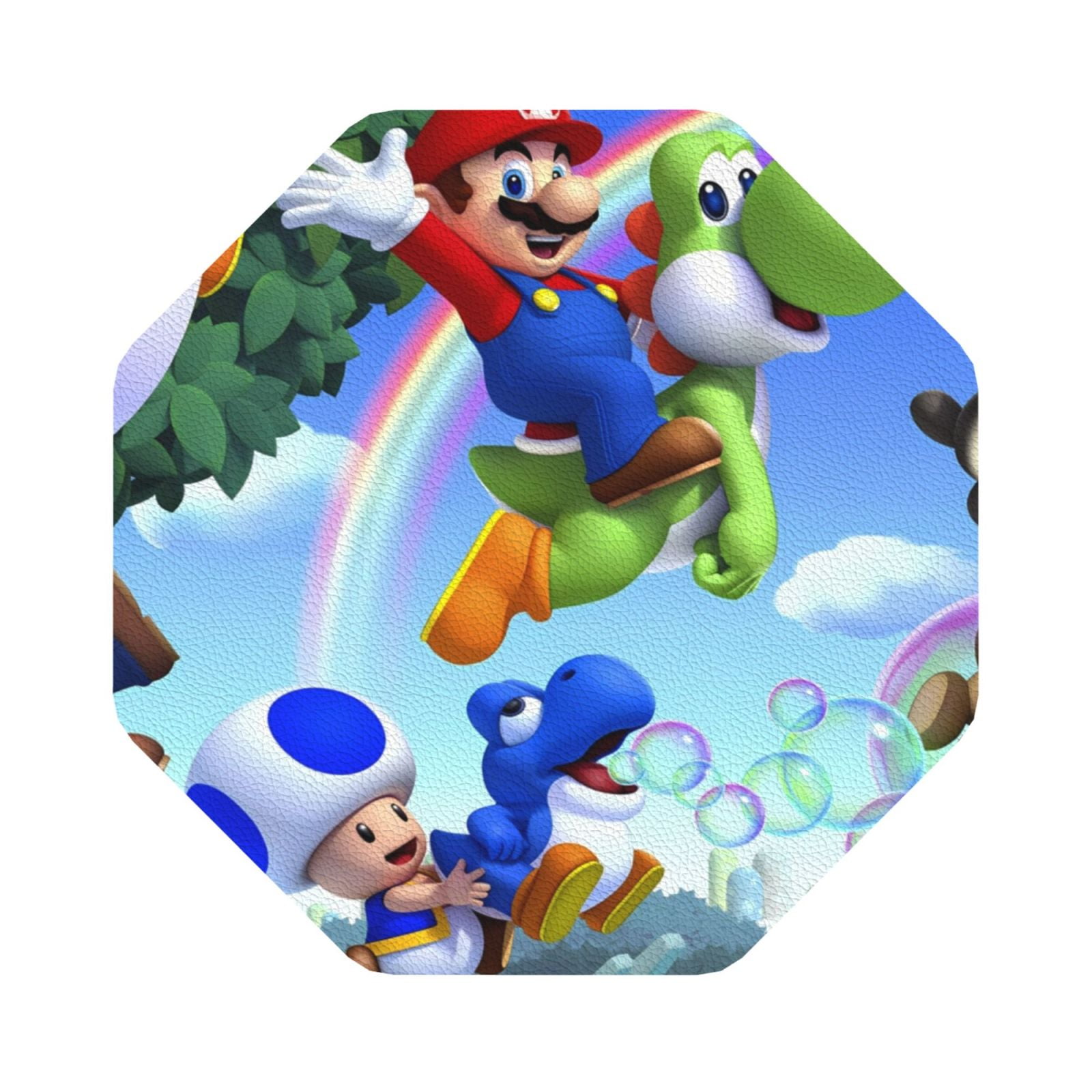 Defioc Mario Print Coasters for Drinks,Leather Coasters Set of 6 for ...