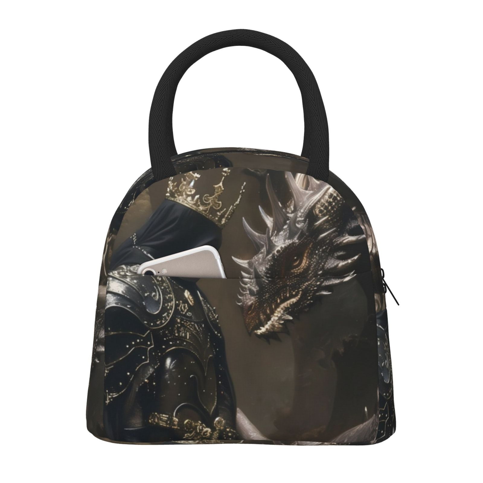Defioc Medieval Knight And Dragon Print LunchBag for Women and Men ...