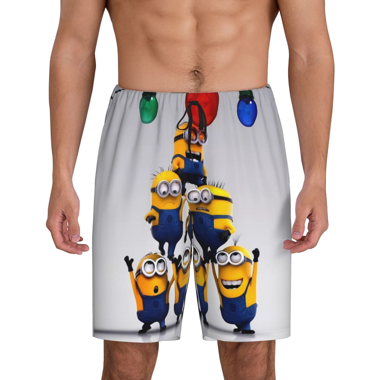 Defioc Minions Print Men's Sleep Pajama Shorts,Pj Shorts Pajama Bottoms ...