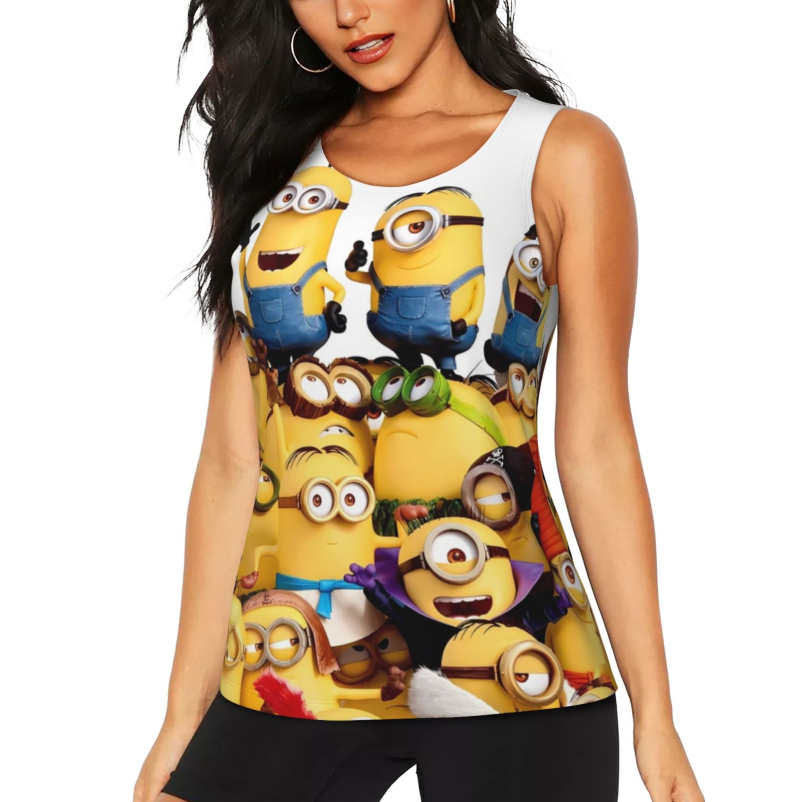 Defioc Minions for Women’s Workout Tank Tops,Sleeveless Running Loose ...