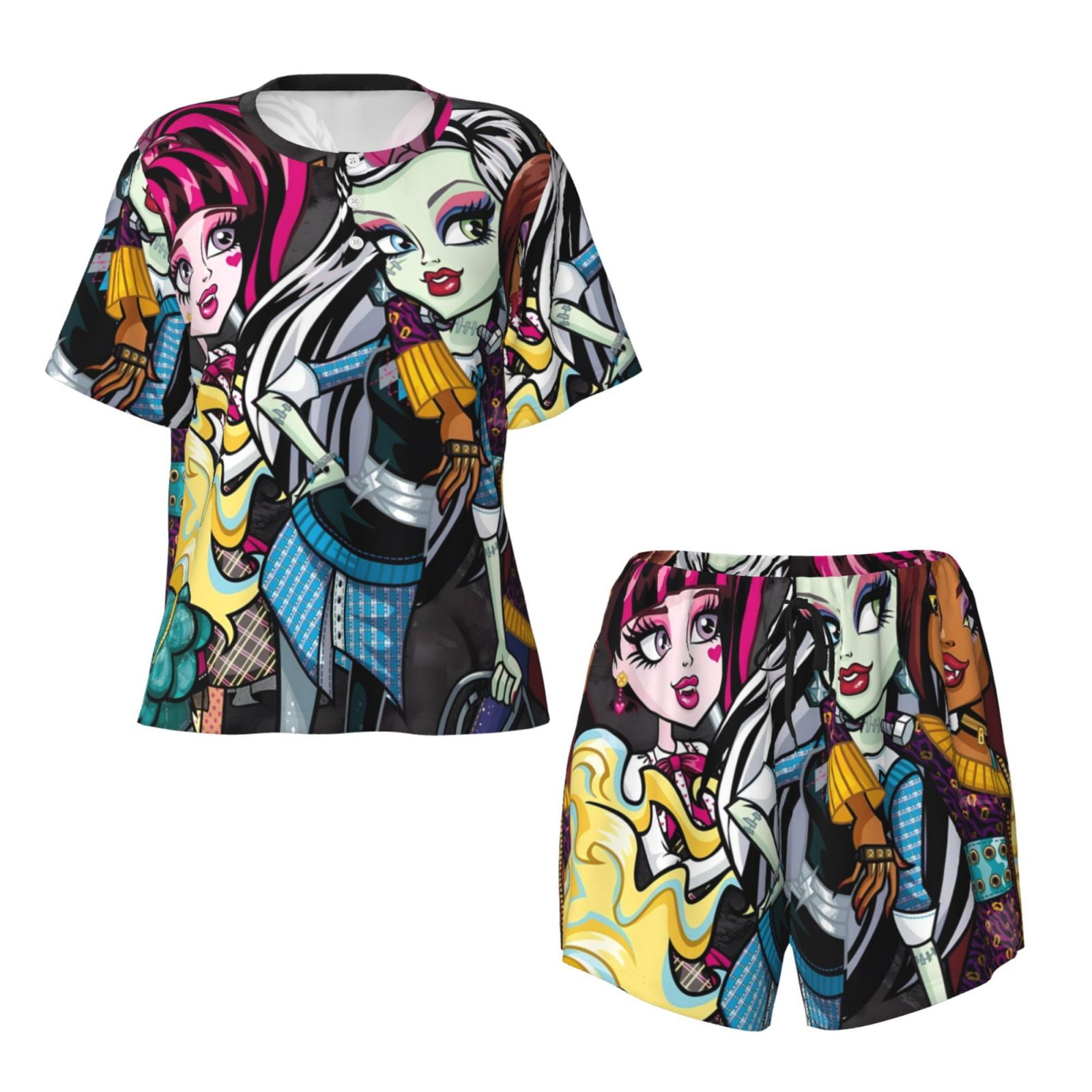 Defioc Monster High for Women's Short-Sleeved Pajama Set,2-Piece ...