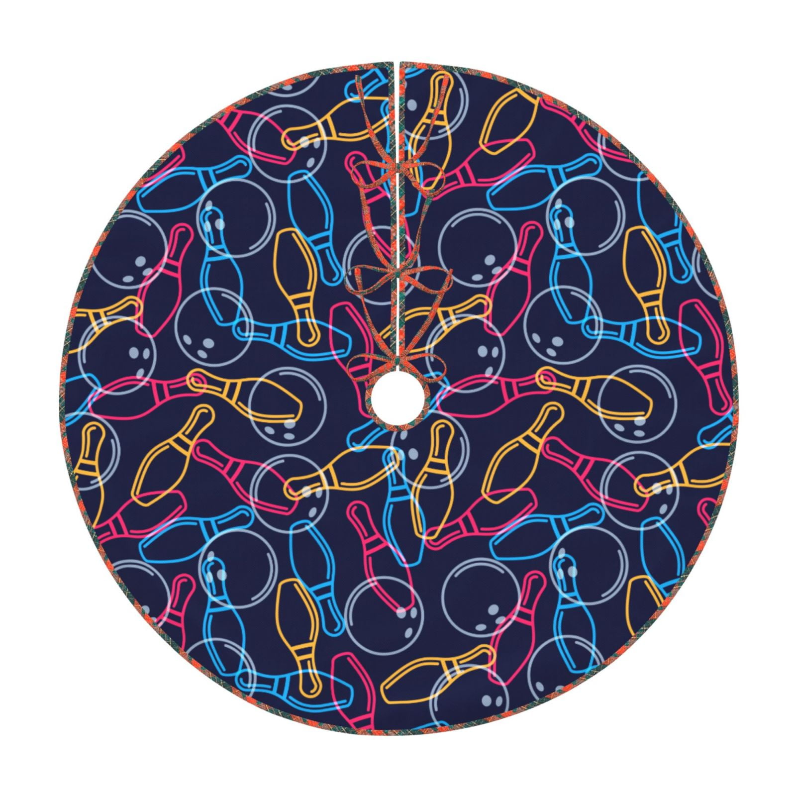 Defioc Multicolor Bowling for Christmas Tree Skirt Snowman Xmas Tree ...