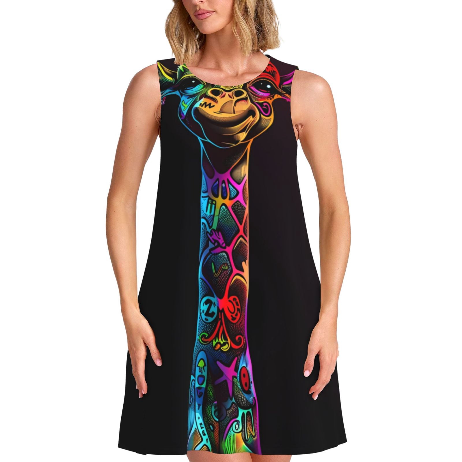 Defioc Neon Psychedelic Giraffe Pattern Women's Summer Dresses 2025 ...