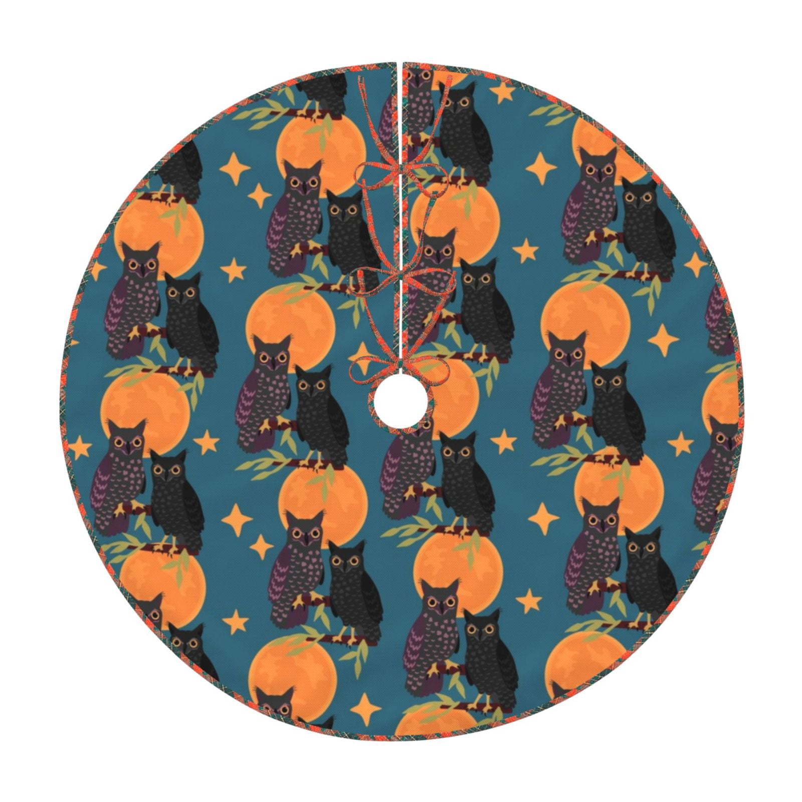Defioc Owls In Cartoon Style for Christmas Tree Skirt Snowman Xmas Tree ...