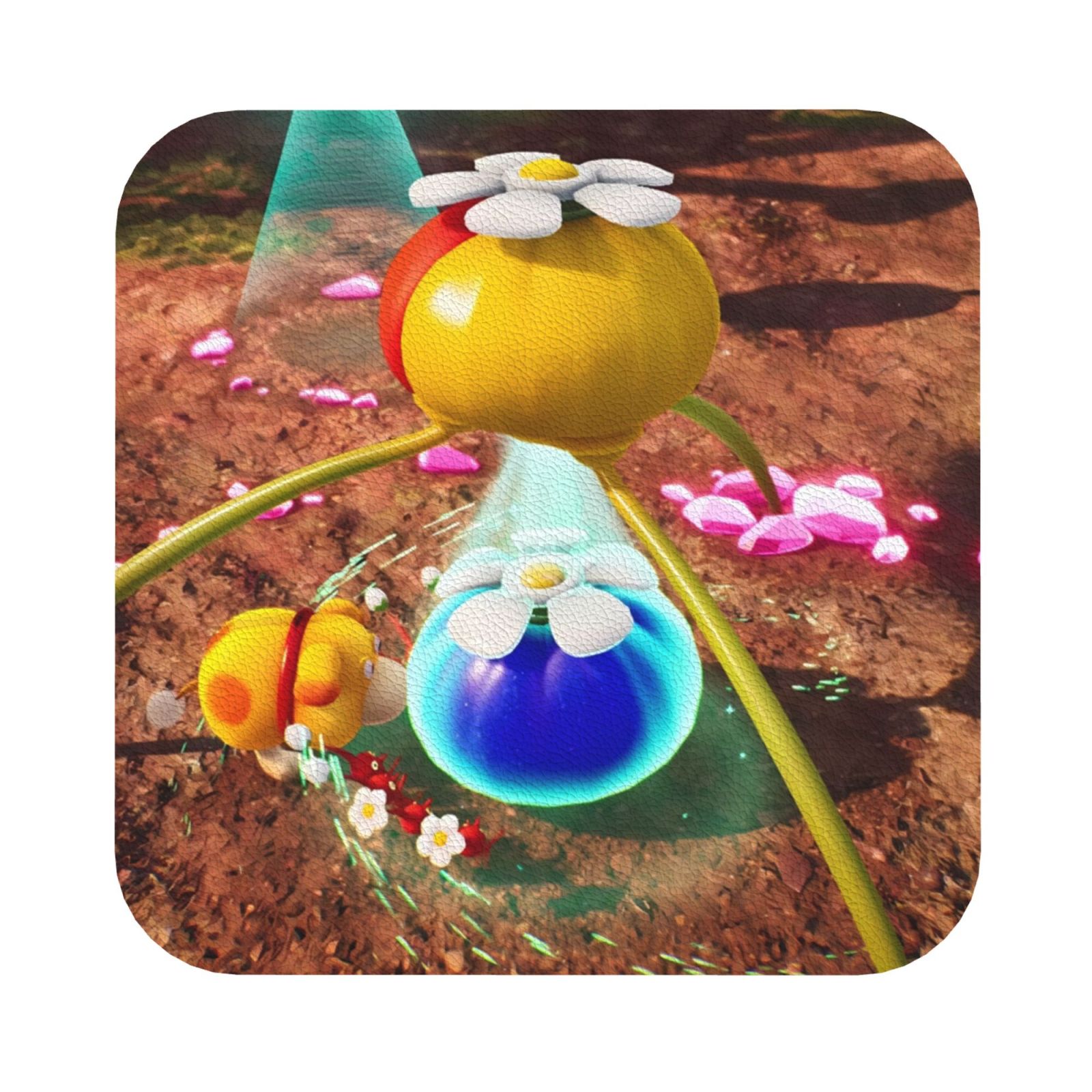 Defioc Pikmin Print Coasters for Drinks,Leather Coasters Set of 4 for ...