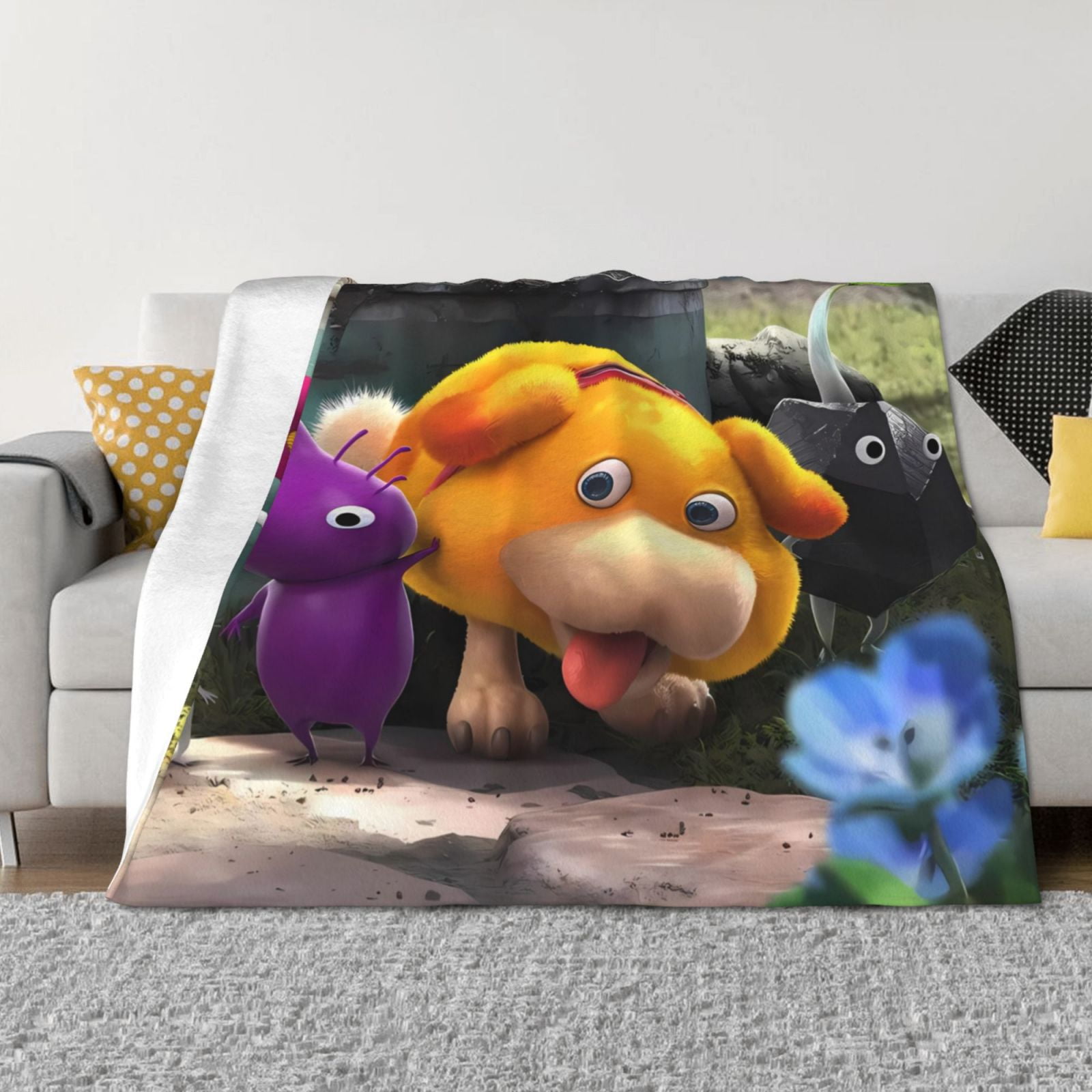 Defioc Pikmin Print Fleece Blanket - Plush Throw Blanket - Soft Fuzzy ...