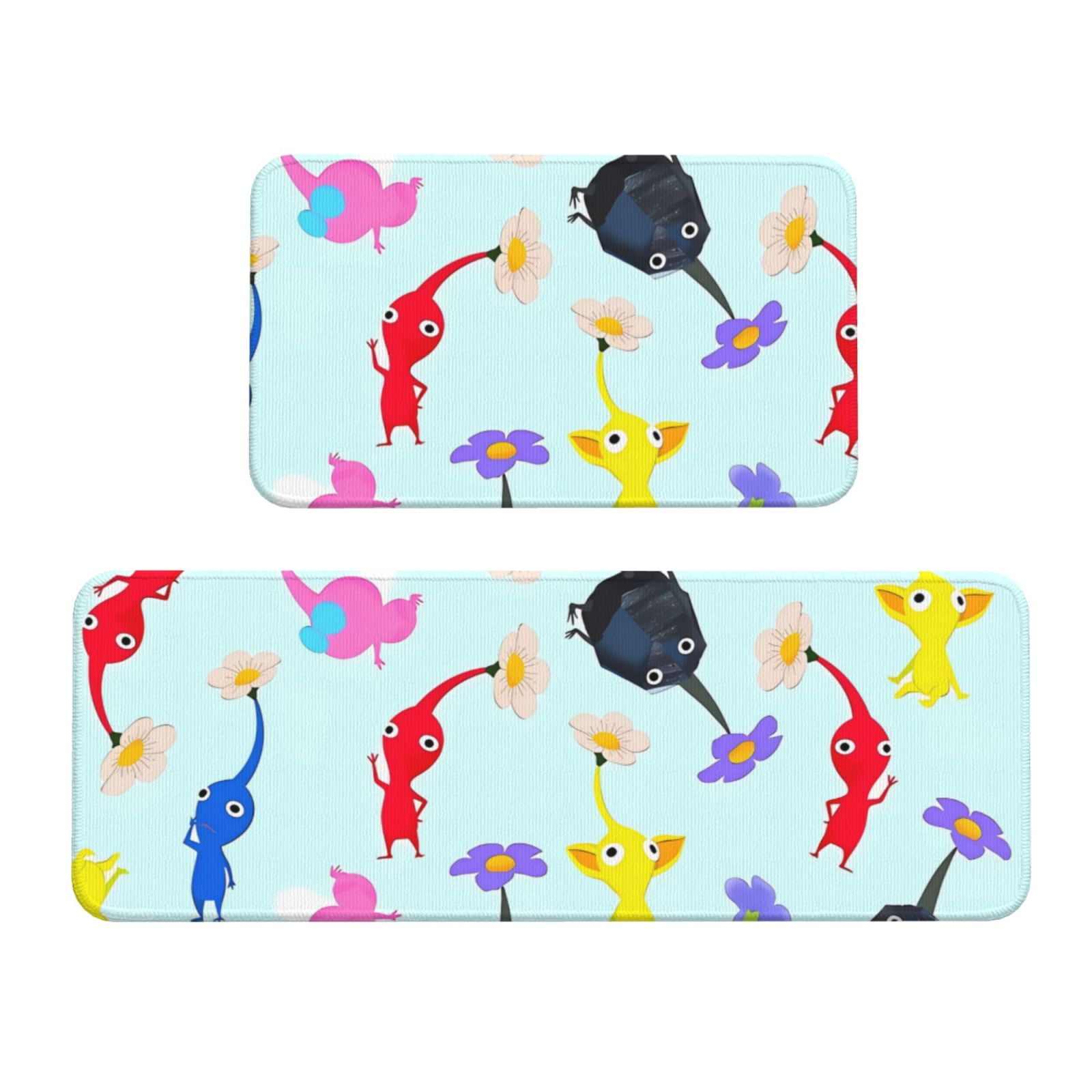 Defioc Pikmin Print Kitchen Mats for Floor, Kitchen Rugs Cushioned 2PCS ...