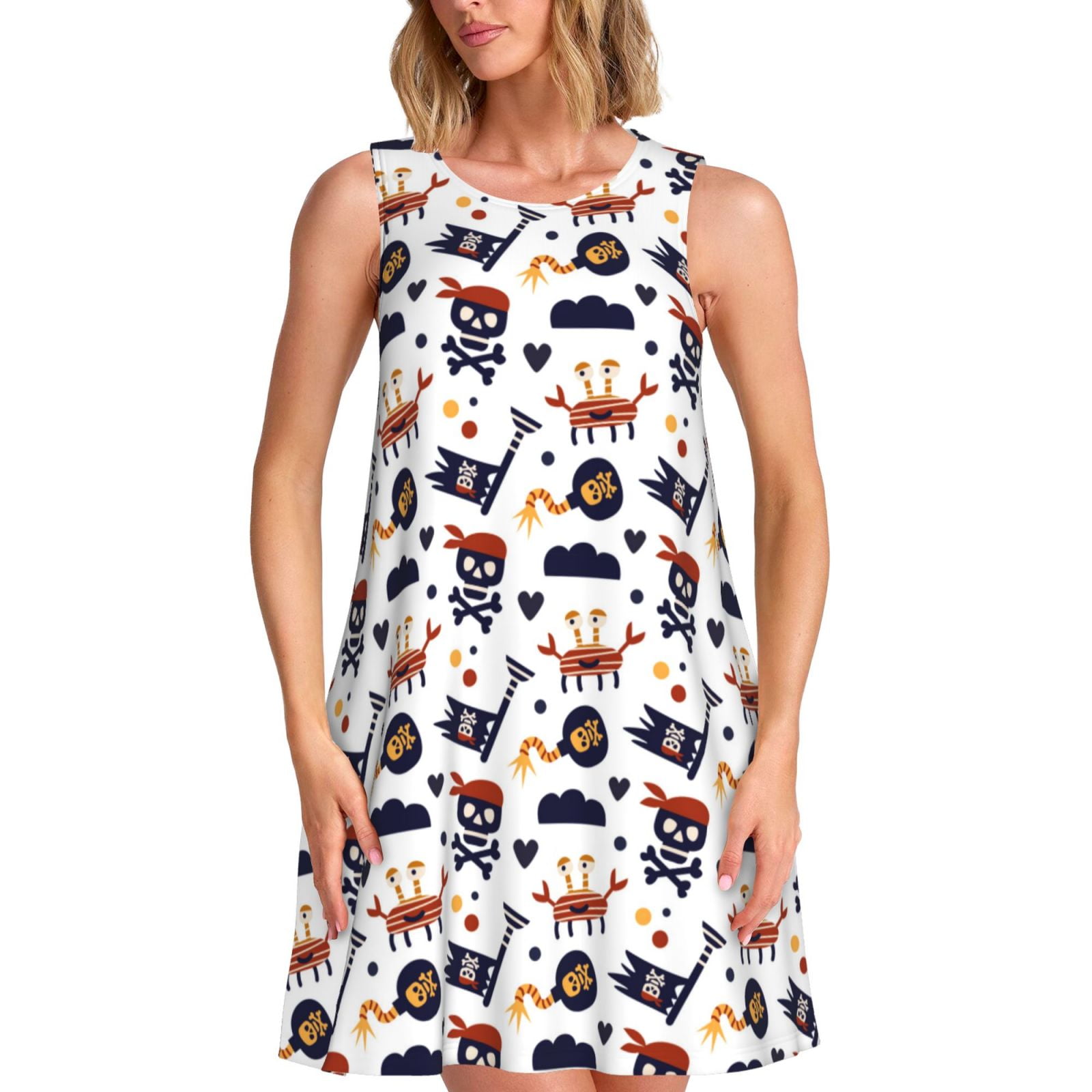 Defioc Pirate Theme Pattern Women's Summer Dresses 2025 Beach Casual ...