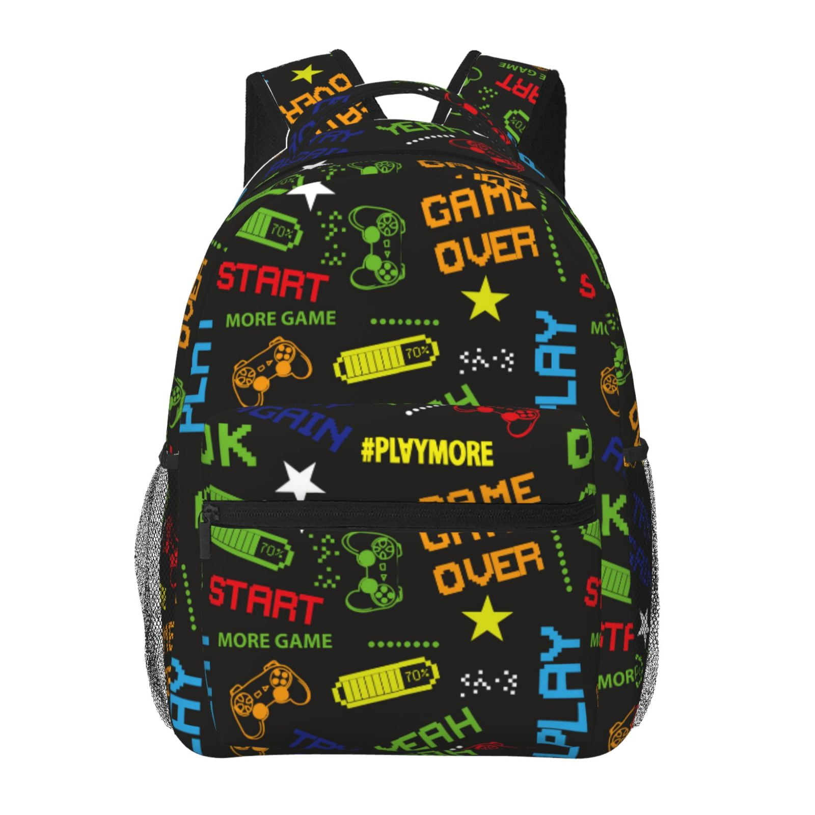 Defioc Pixel Game Pattern Laptop Backpack,Travel Backpack Outdoor ...