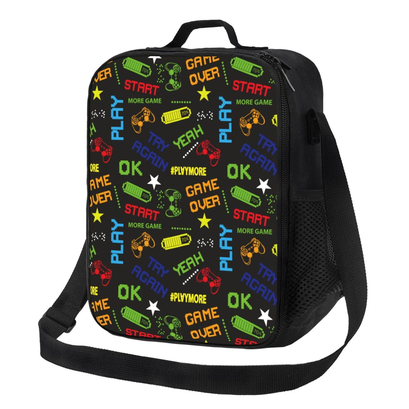 Defioc Pixel Game Print Lunch Box for Men & Women, Insulated Lunch Bag ...