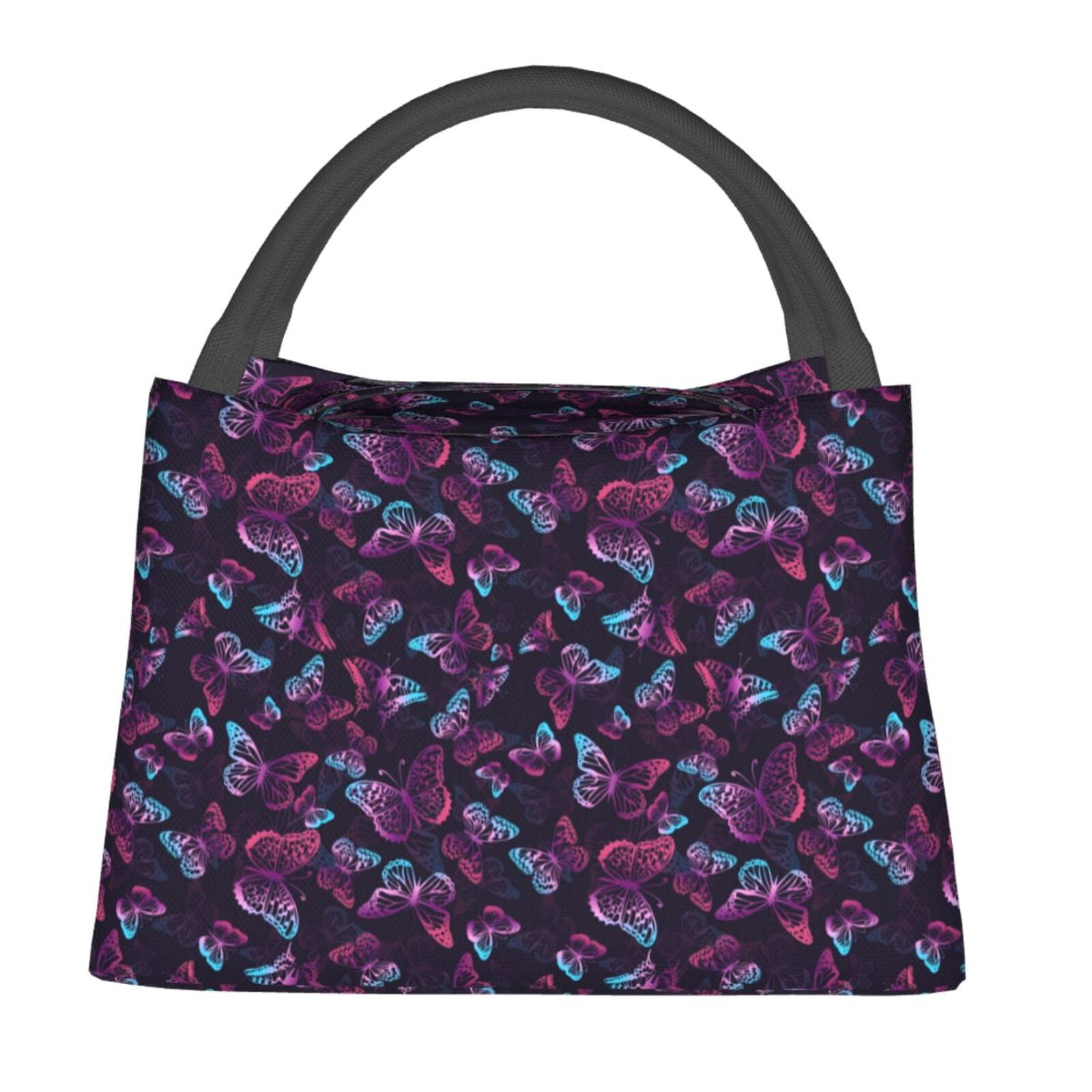 Defioc Purple Butterfly Print Lunch Bag for Women Men,Insulated Lunch ...