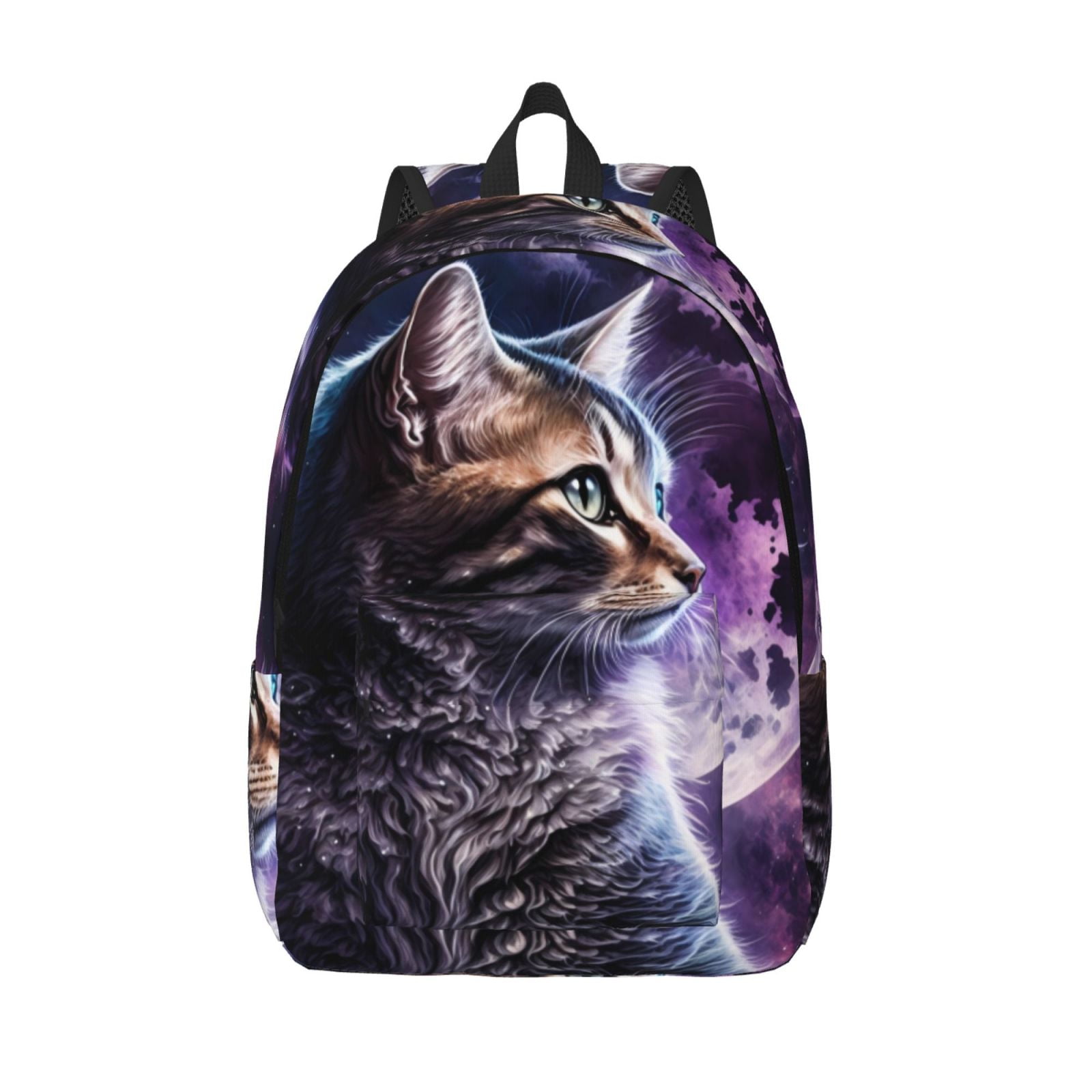 Defioc Purple Moon Cat for Canvas Backpack,Travel Rucksack Unisex ...