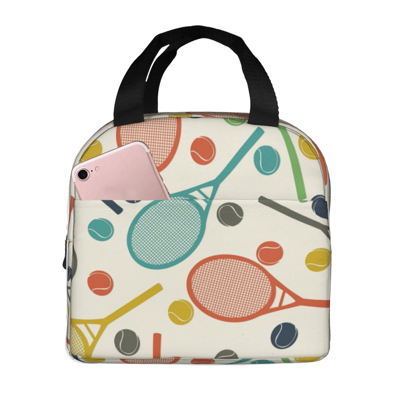 Defioc Racket and Tennis Ball Print Lunch Box,Lunch Bag for Women Men ...