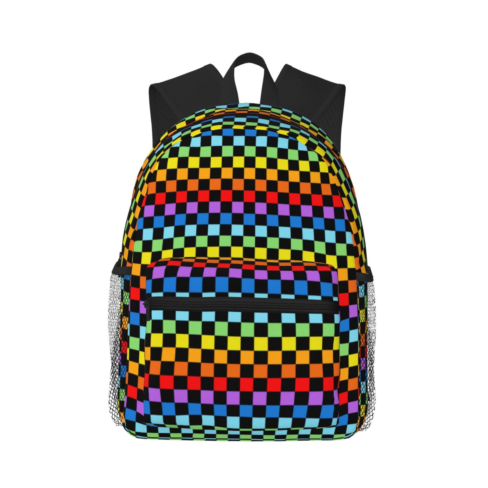 Defioc Rainbow Chequerboard Pattern Laptop Backpack for Men and Women ...