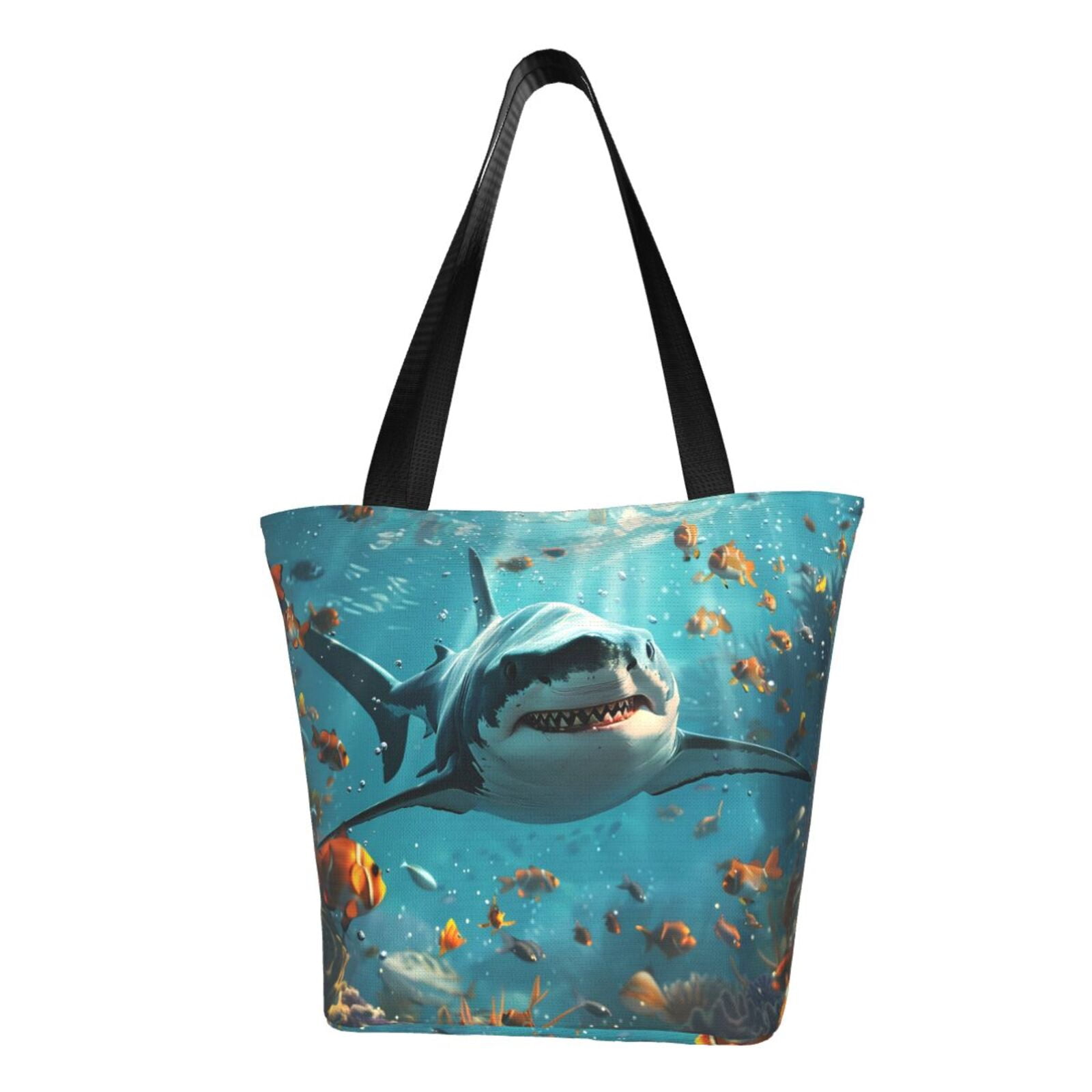 Defioc Realistic Ocean Shark Print Tote Bag for Women,Shoulder Bag with ...