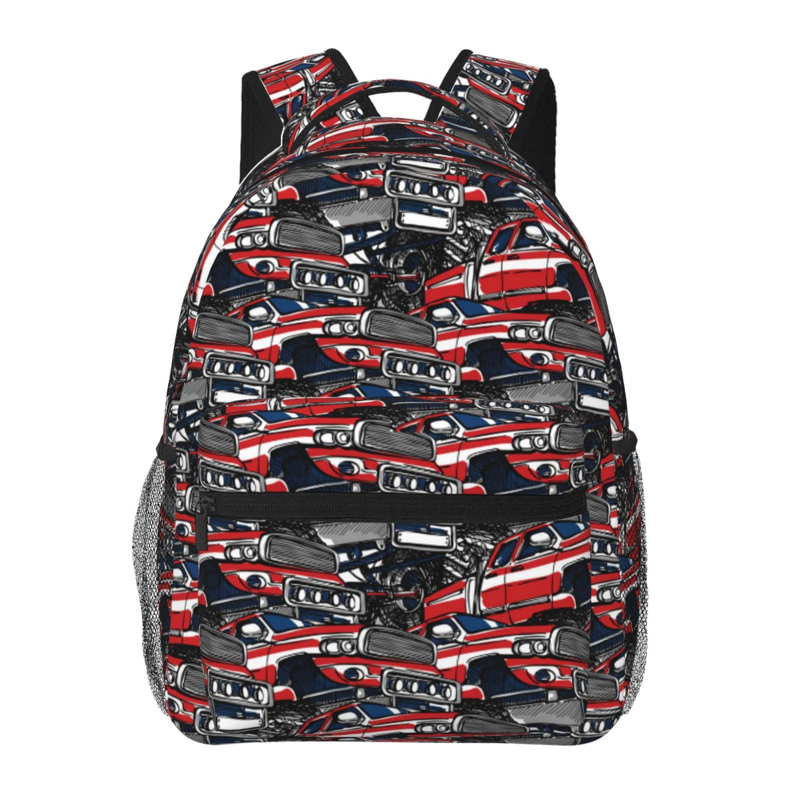 Defioc Red And Blue Cars Pattern Laptop Backpack,Travel Backpack ...