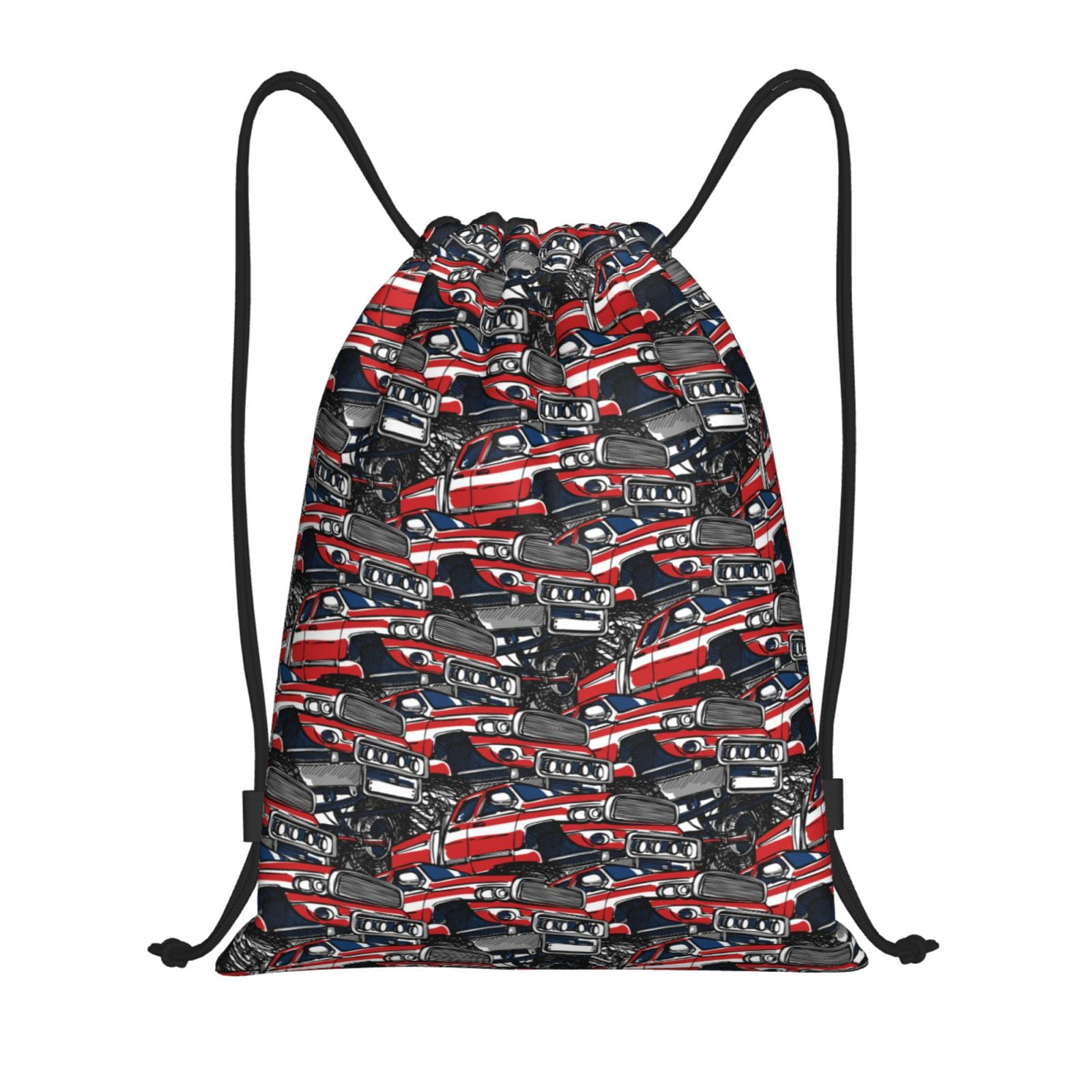 Defioc Red And Blue Cars for Drawstring Backpack Sports Gym Bag for ...
