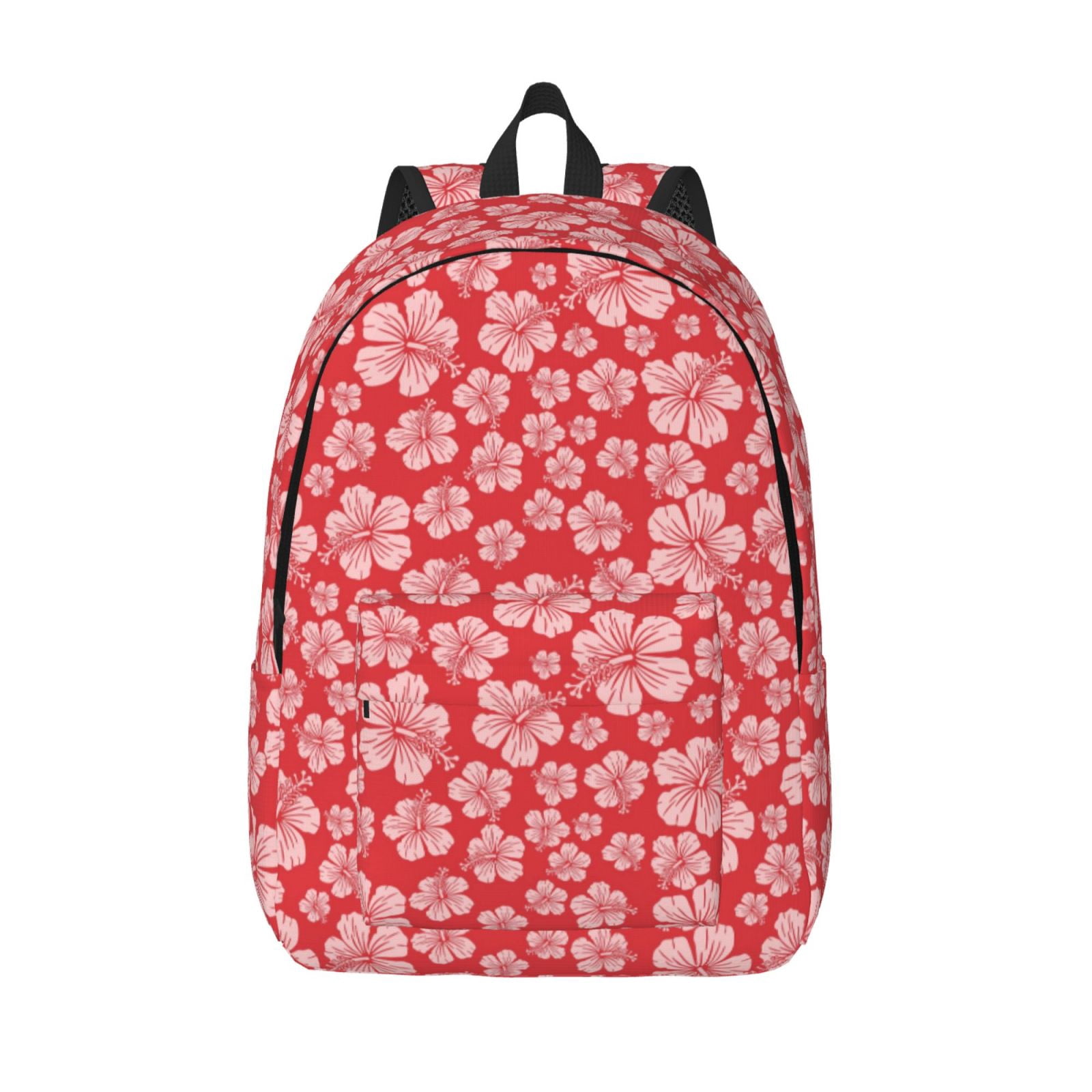 Defioc Red Hibiscus Flower for Canvas Backpack,Travel Rucksack Unisex ...