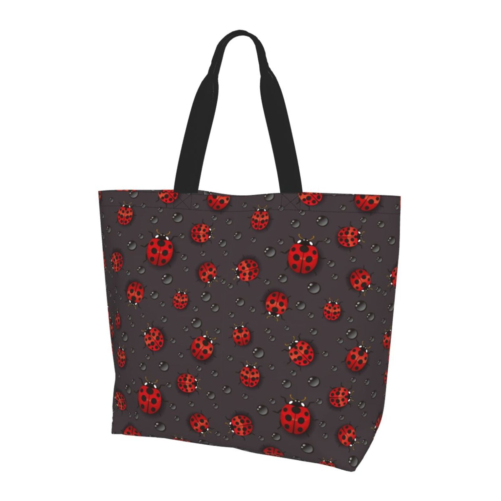 Defioc Red Ladybugs On Dark Backgroundfor Women's Tote Bag - Shopping ...