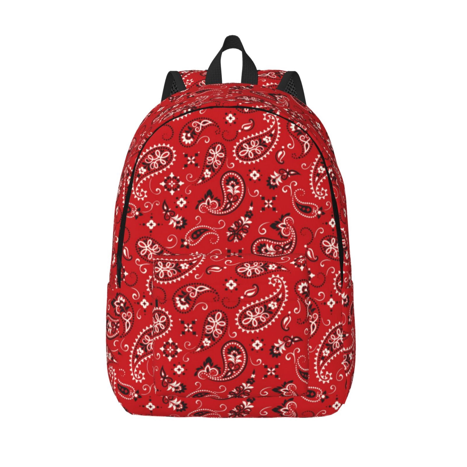 Defioc Red Paisley Floral for Canvas Backpack,Travel Rucksack Unisex ...