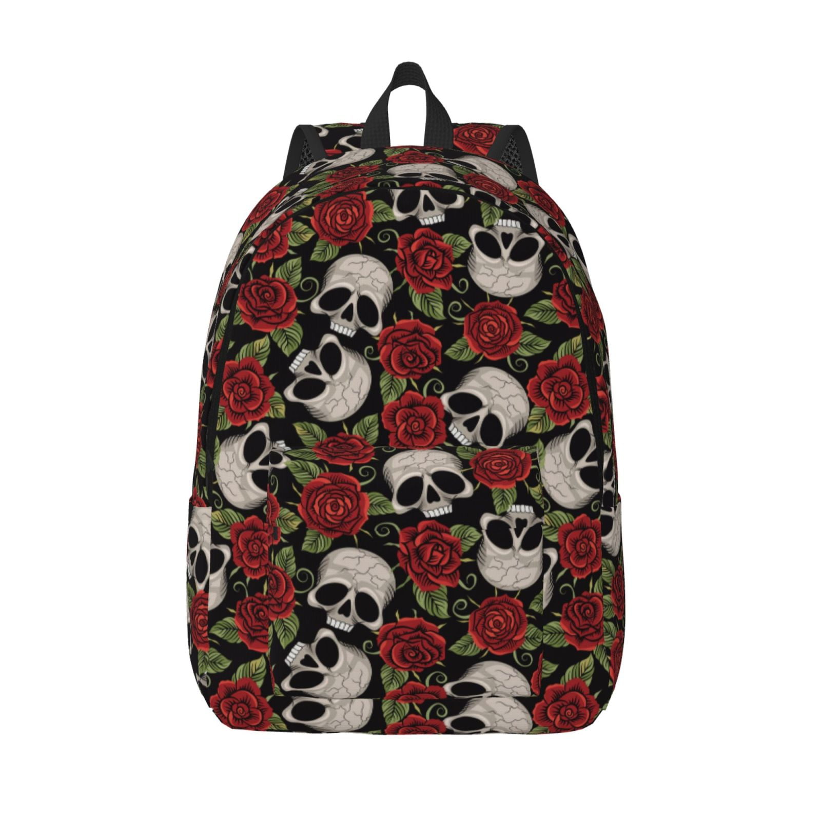 Defioc Red Rose Skull for Canvas Backpack,Travel Rucksack Unisex ...