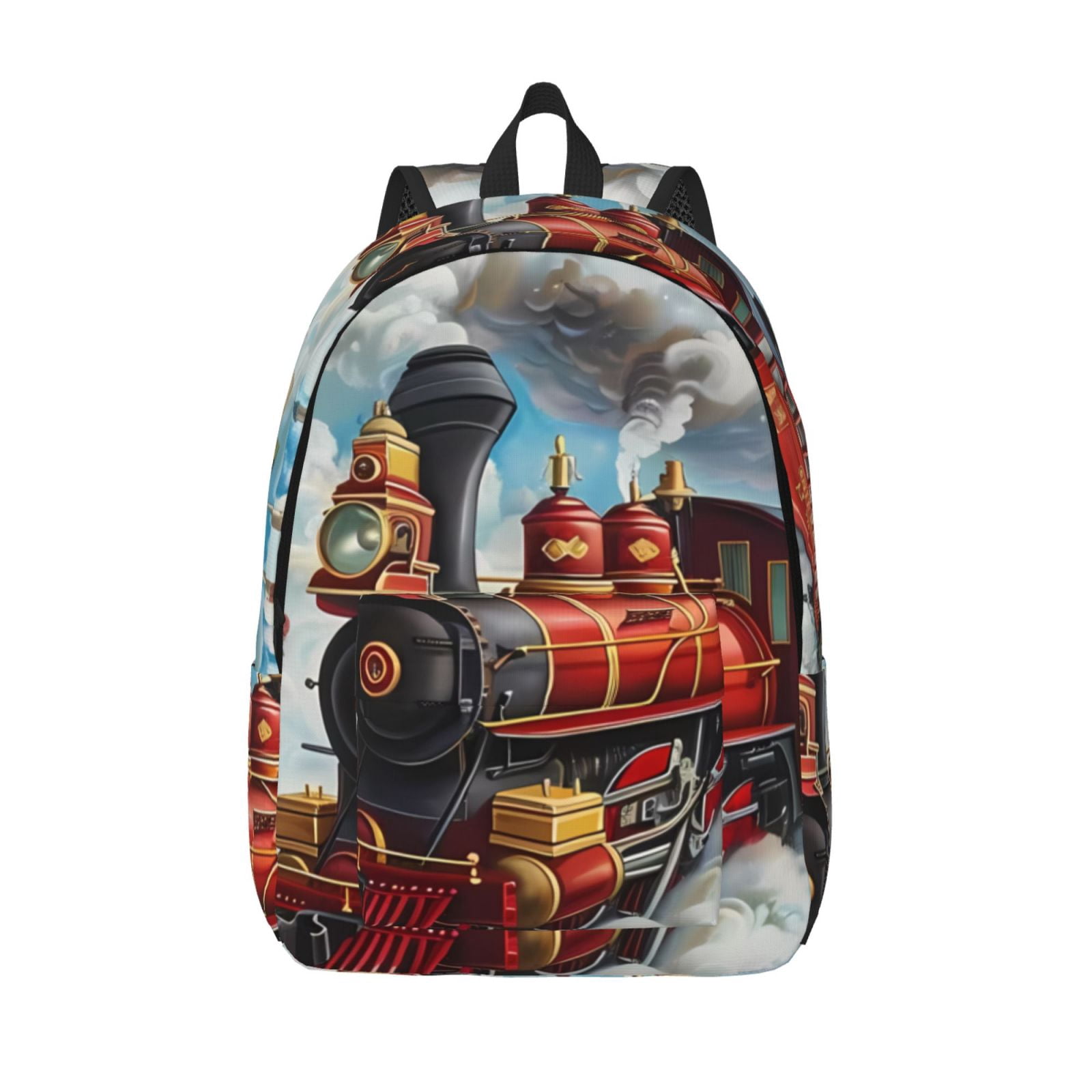 Defioc Red Train Hot Air Balloon for Canvas Backpack,Travel Rucksack ...