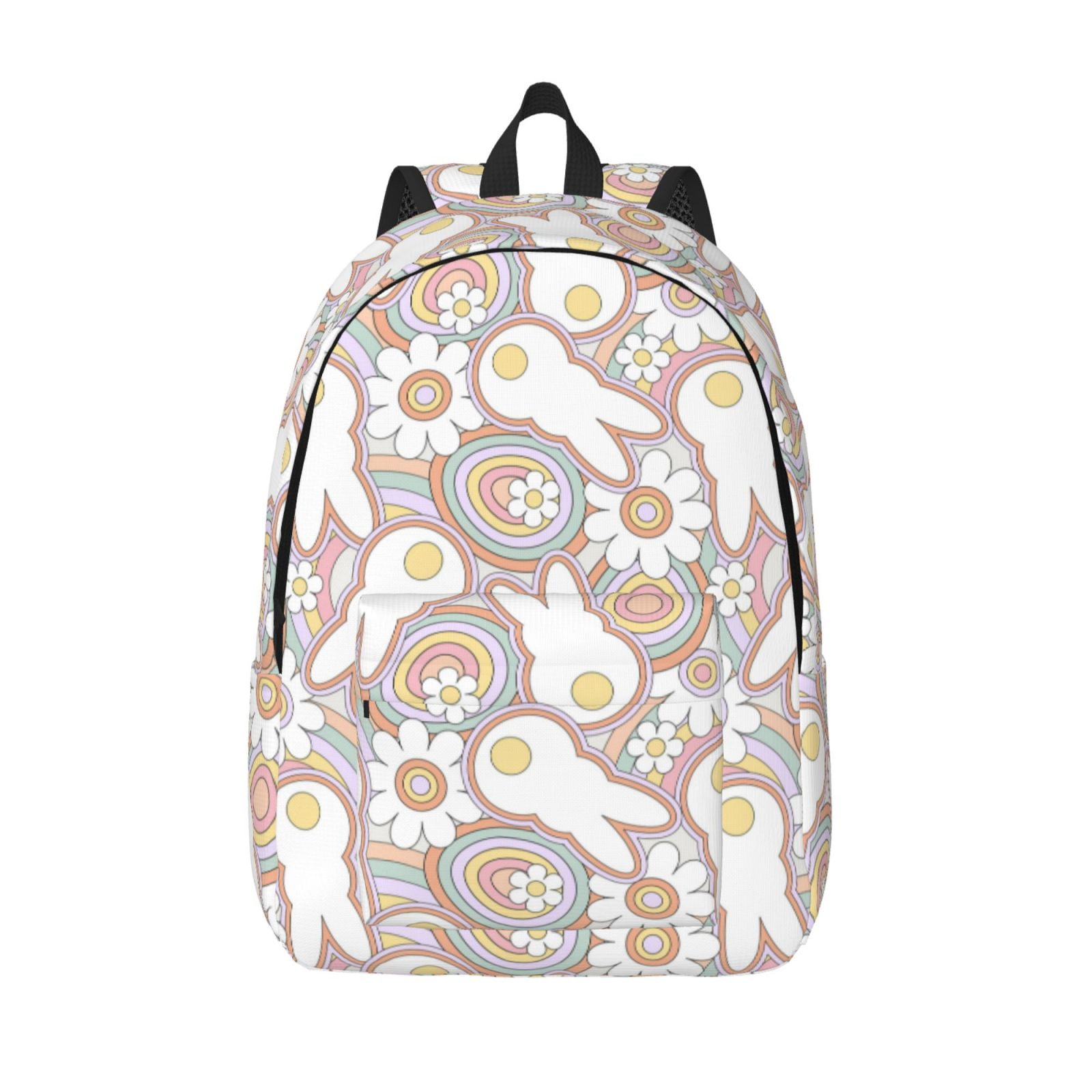 Defioc Retro Hippie Groovy Easter bunny for Canvas Backpack,Travel ...