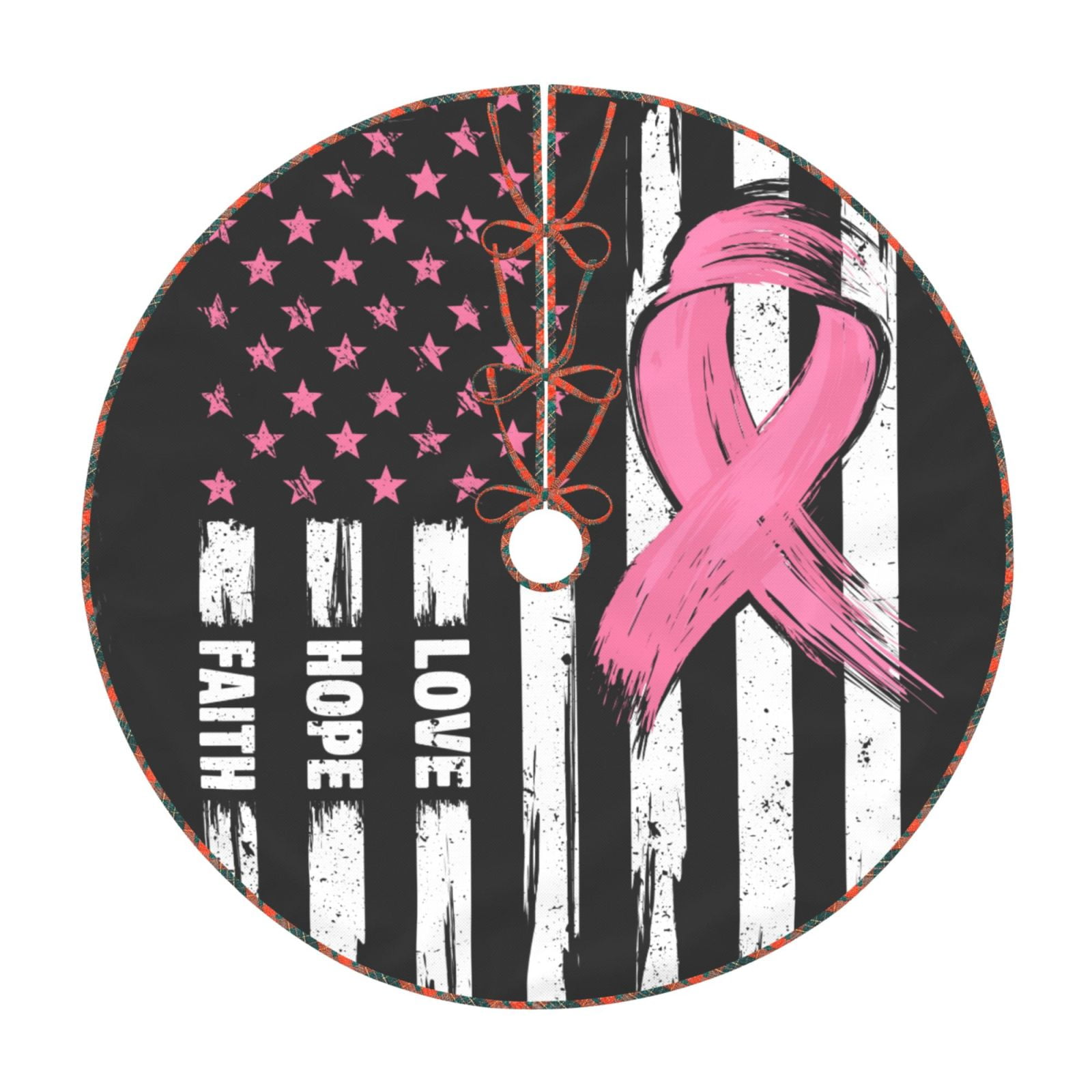 Defioc Ribbon Breast Cancer Awareness for Christmas Tree Skirt Snowman ...