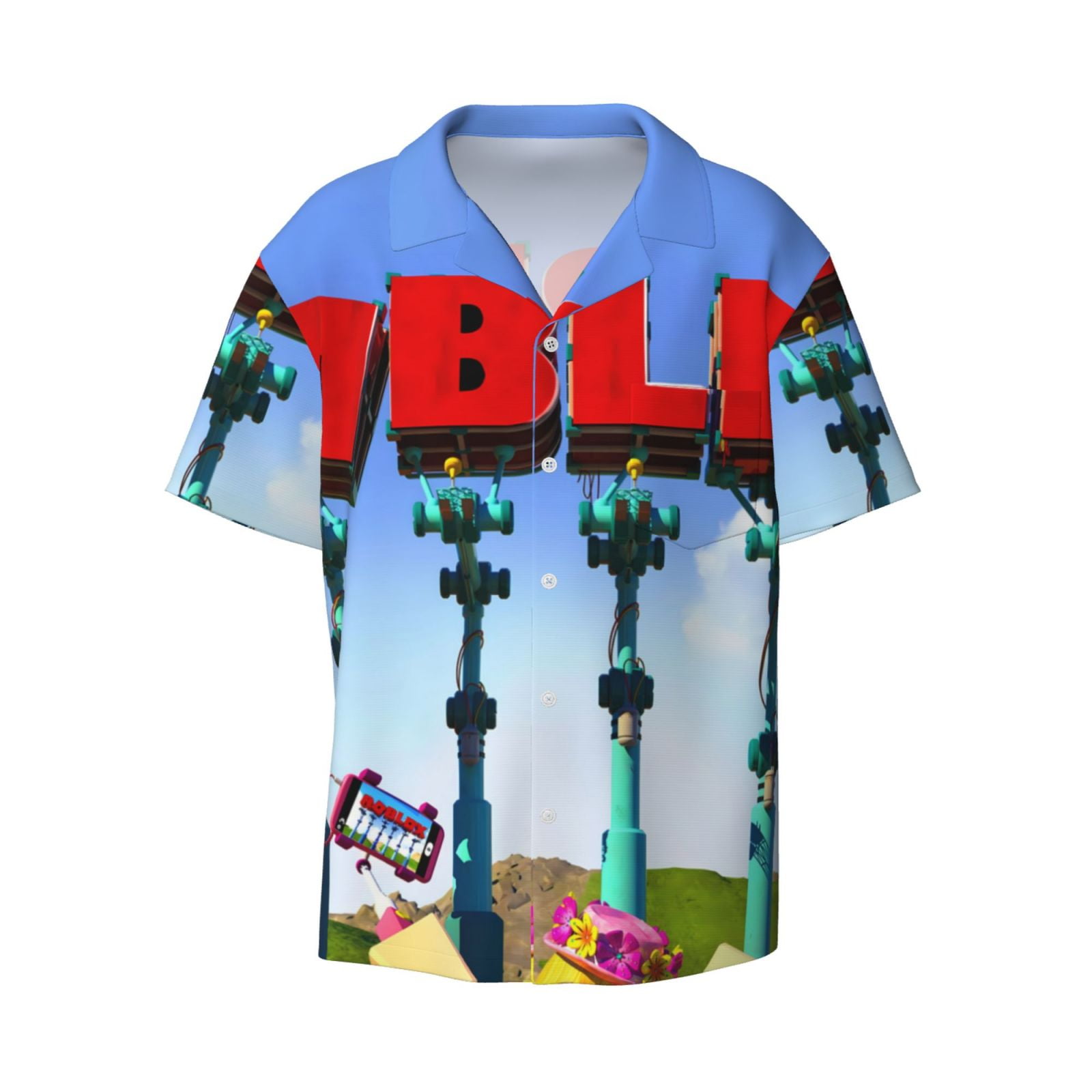 Defioc Roblox Men's Short Sleeve Button Down Hawaiian Shirt for Men ...
