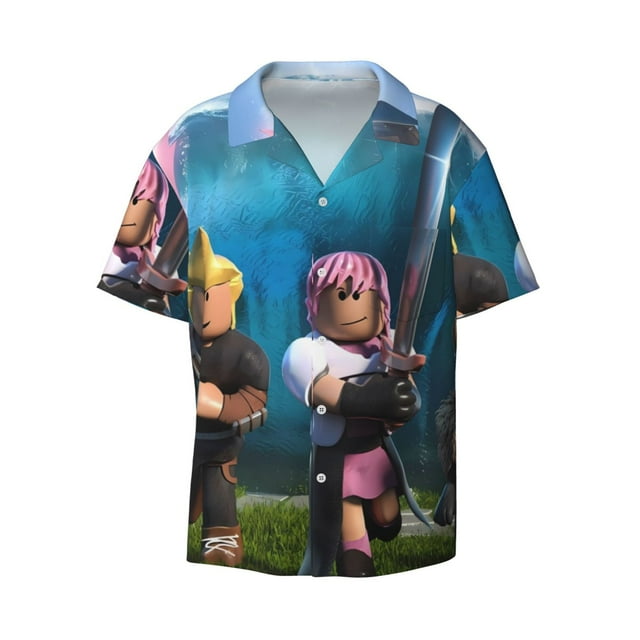 Defioc Roblox Men's Short Sleeve Button Down Hawaiian Shirt for Men ...