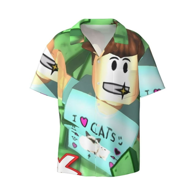 Defioc Roblox Men's Short Sleeve Button Down Hawaiian Shirt for Men ...